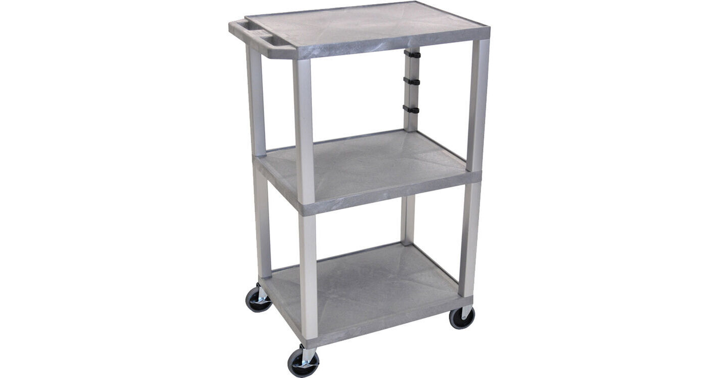 Luxor Three-Shelf Plastic Utility Cart 42" (Gray) UCPL1GY-N B&H