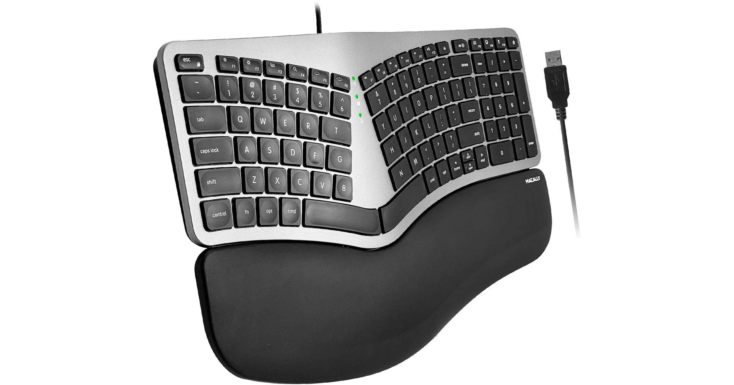Macally Wired USB Backlit Ergonomic Keyboard for Mac BLERGO2SG