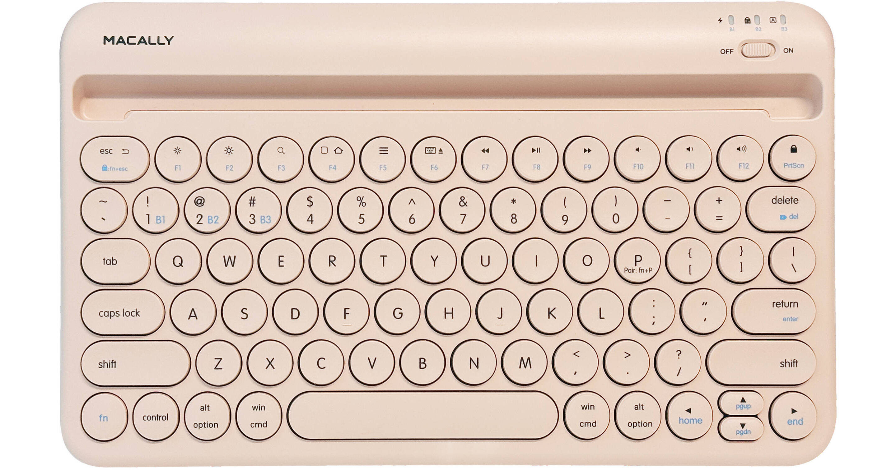 Macally Compact Rechargeable Bluetooth Keyboard BTTABKEYBATBR