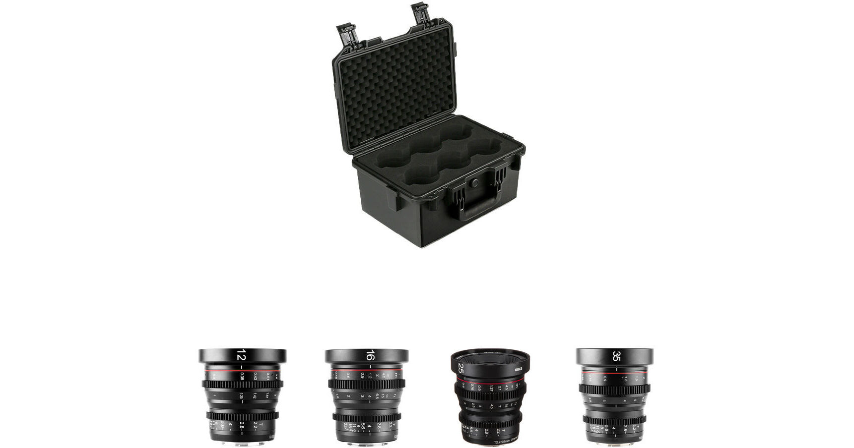 Meike 4-Lens Cinema Prime Lens Set with Hard-Shell Case (MFT