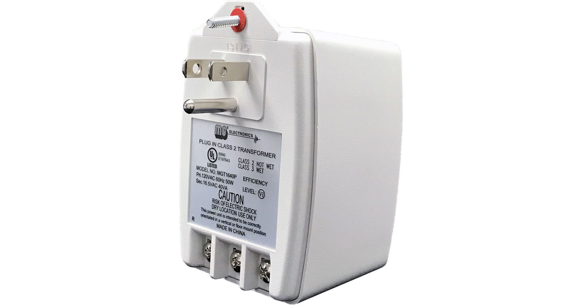 MG Electronics 16.5 VAC 40VA Class II Power Supply MGT-1640P B&H