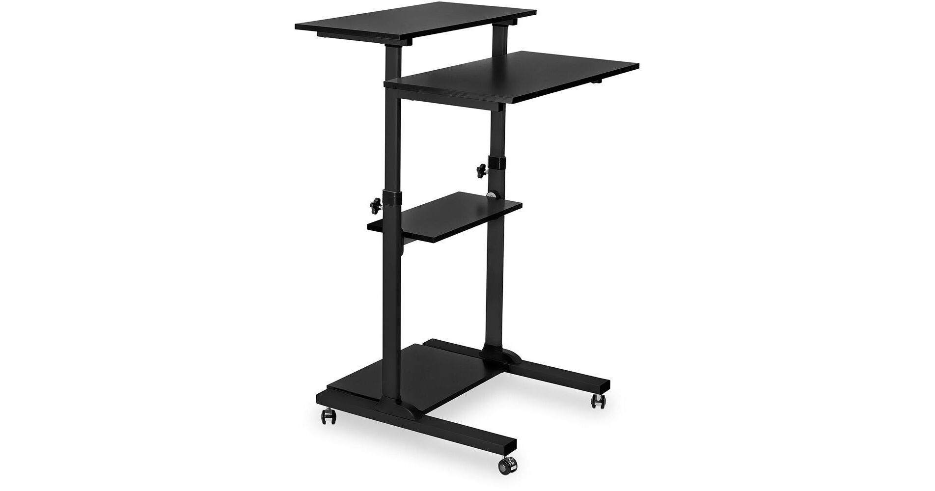 Mount-It! Height-Adjustable Rolling Stand-Up Desk (Black)