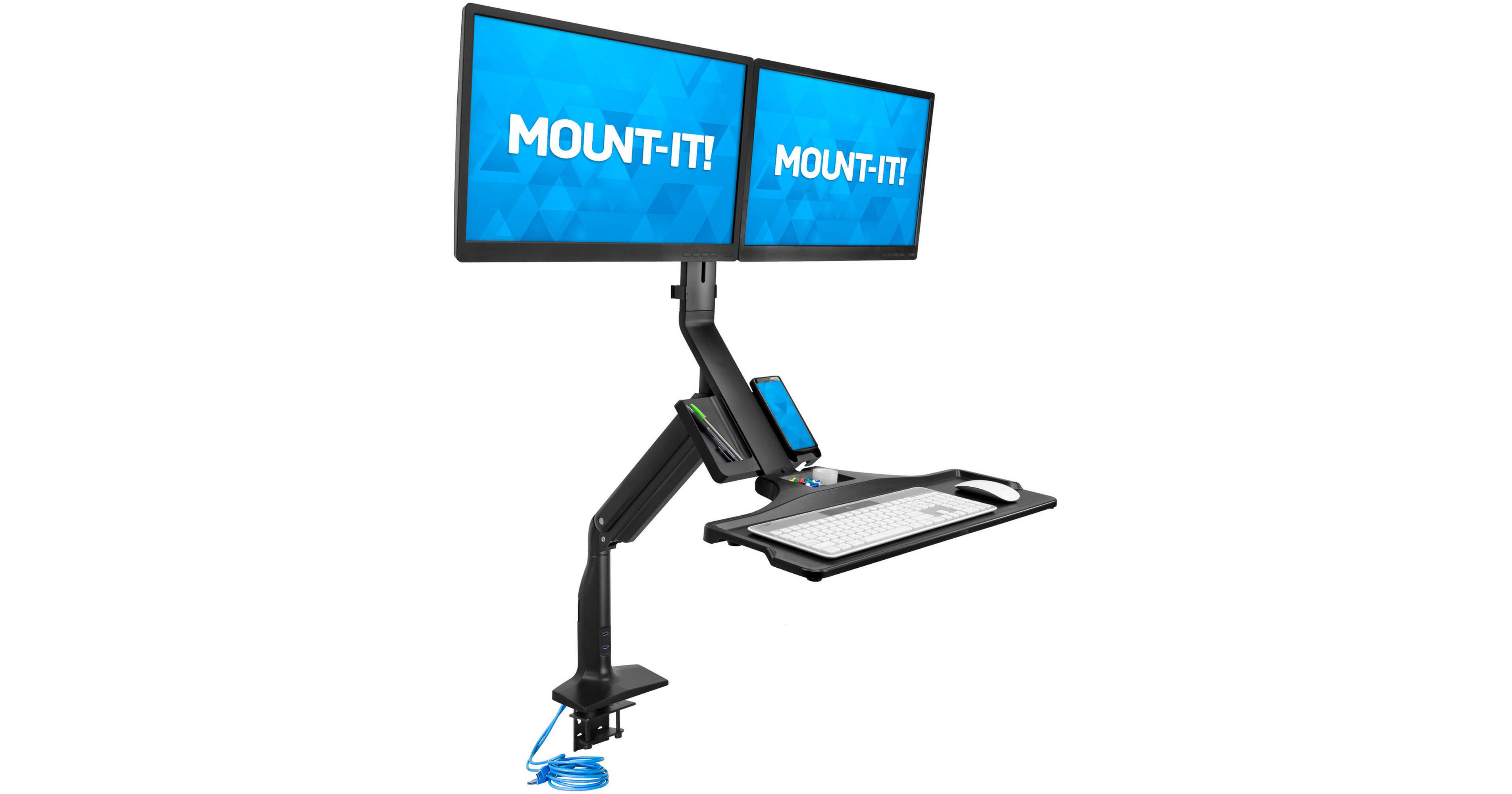 Mount-It! Adjustable Dual-Monitor Sit-Stand Desk Mount MI-7984