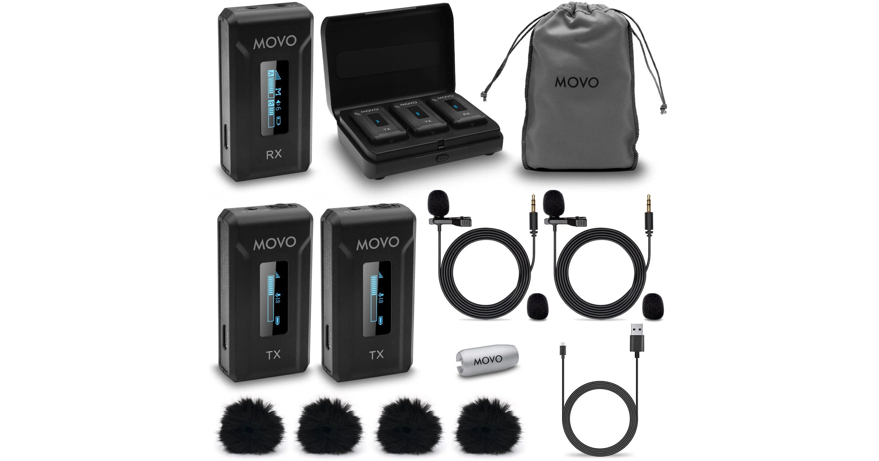 Movo Photo WMX-2-DUO 2-Person Wireless Microphone WMX-2-DUO B&H