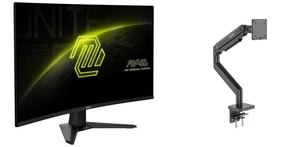 MSI MAG 32CQ6F 31.5" 1440p 180 Hz Curved Gaming Monitor and Desk