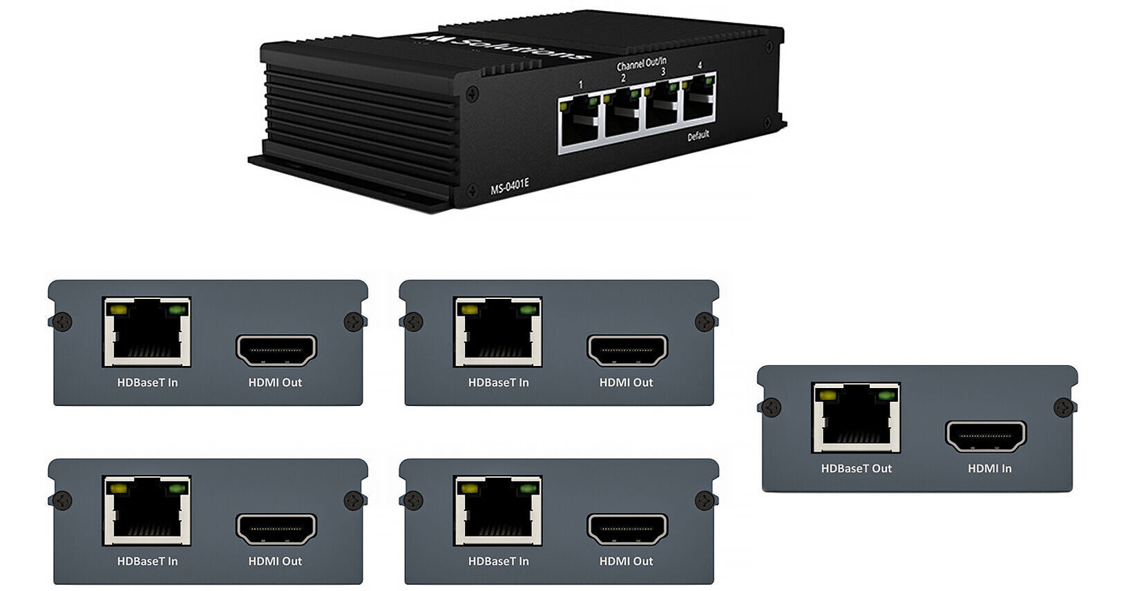 MSolutions 4-Way HDBaseT/IP Gateway with 4 MS-0401E-KIT4-UV B&H