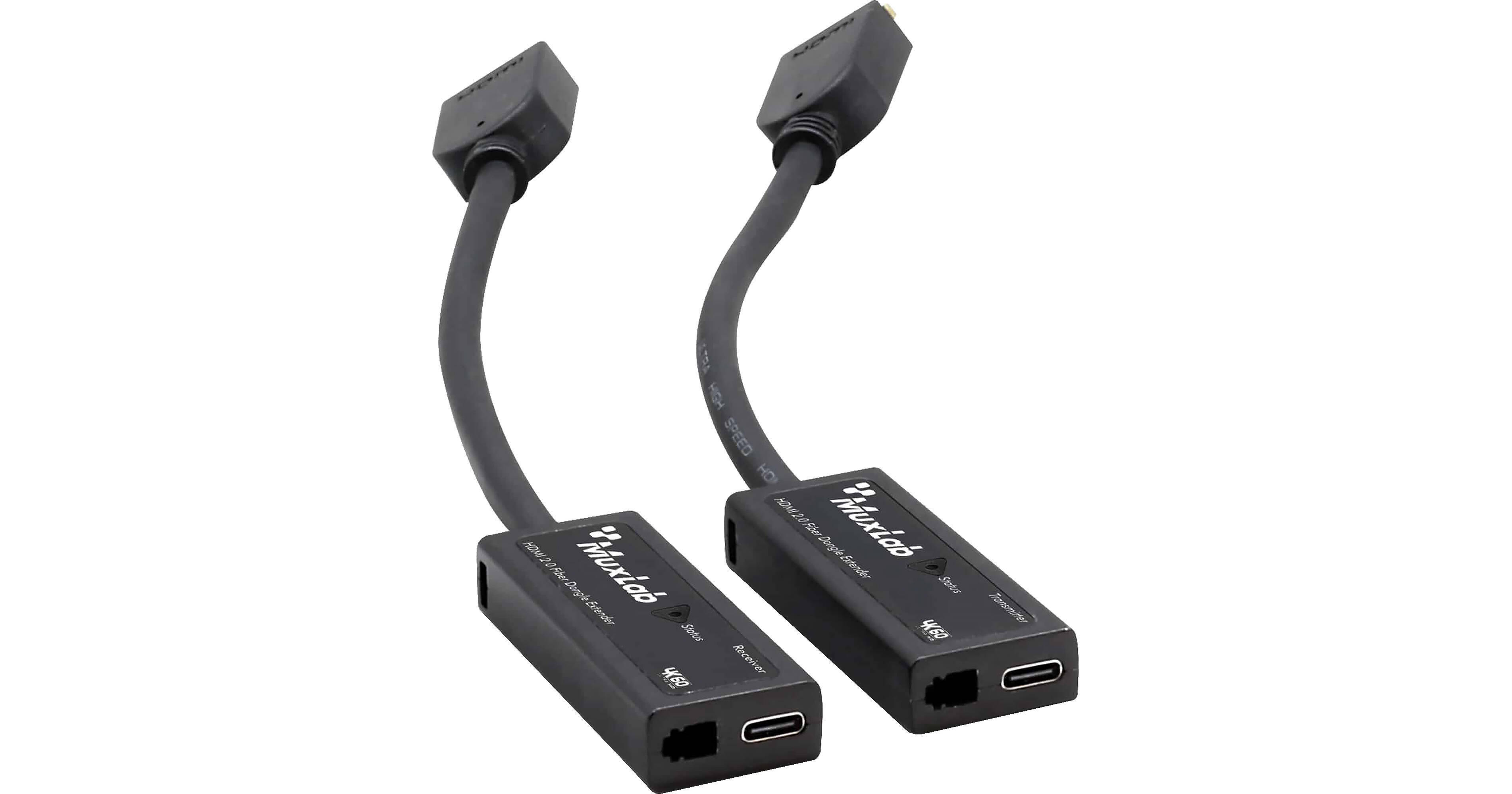 MuxLab HDMI 2.0 Fiber Dongle Extender Kit (984') 500487 B&H