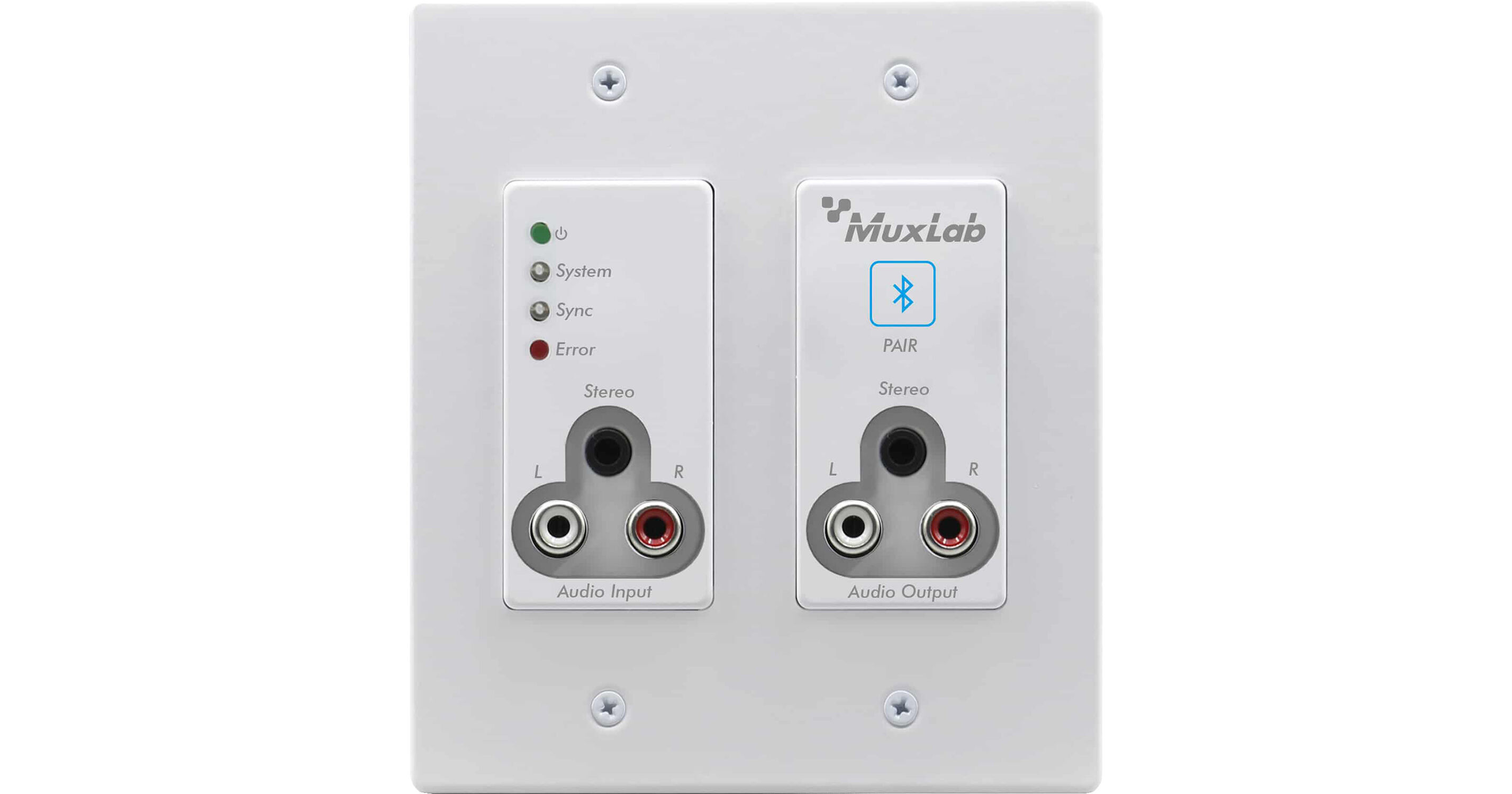 MuxLab Bluetooth and RCA/3.5mm Audio to Dante Panel 500559-WH