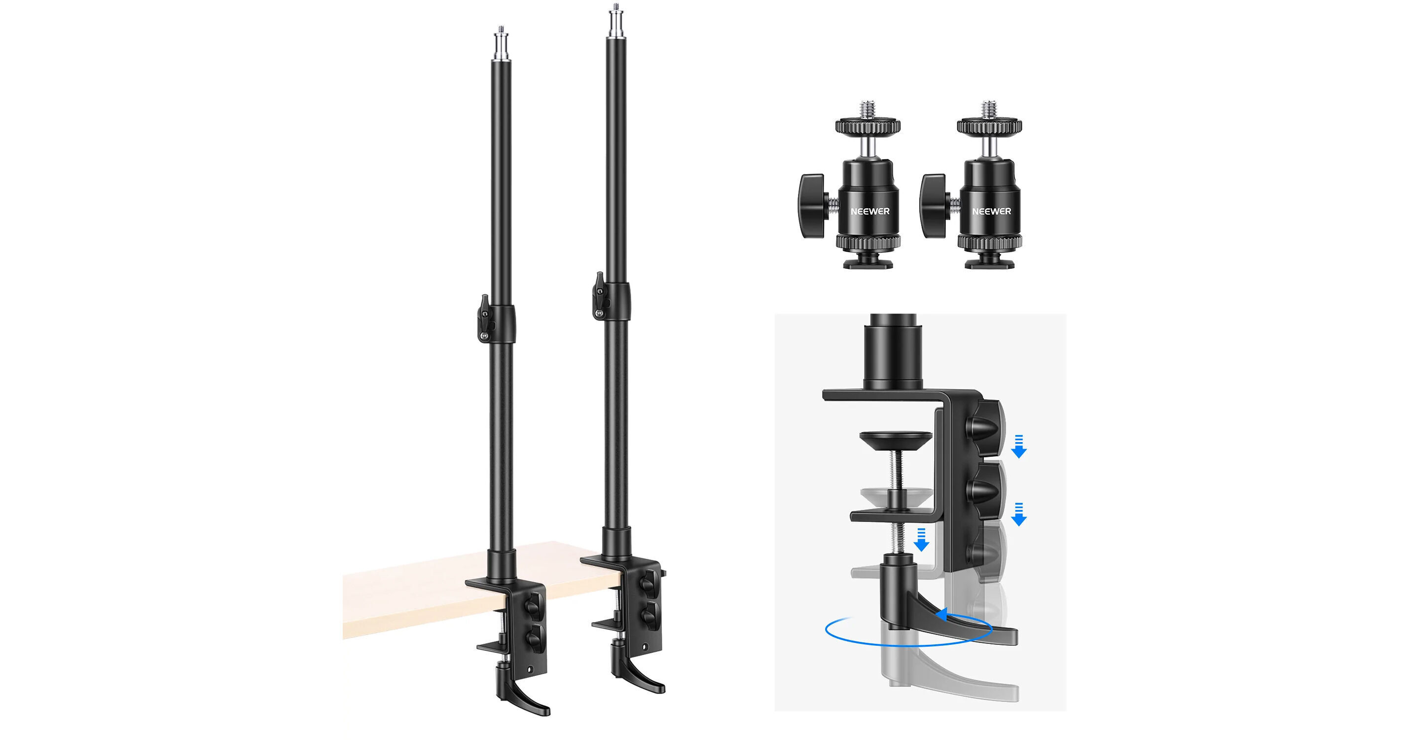 Neewer Tabletop C-Clamp Light Stand with Mini Ball Head 66600614
