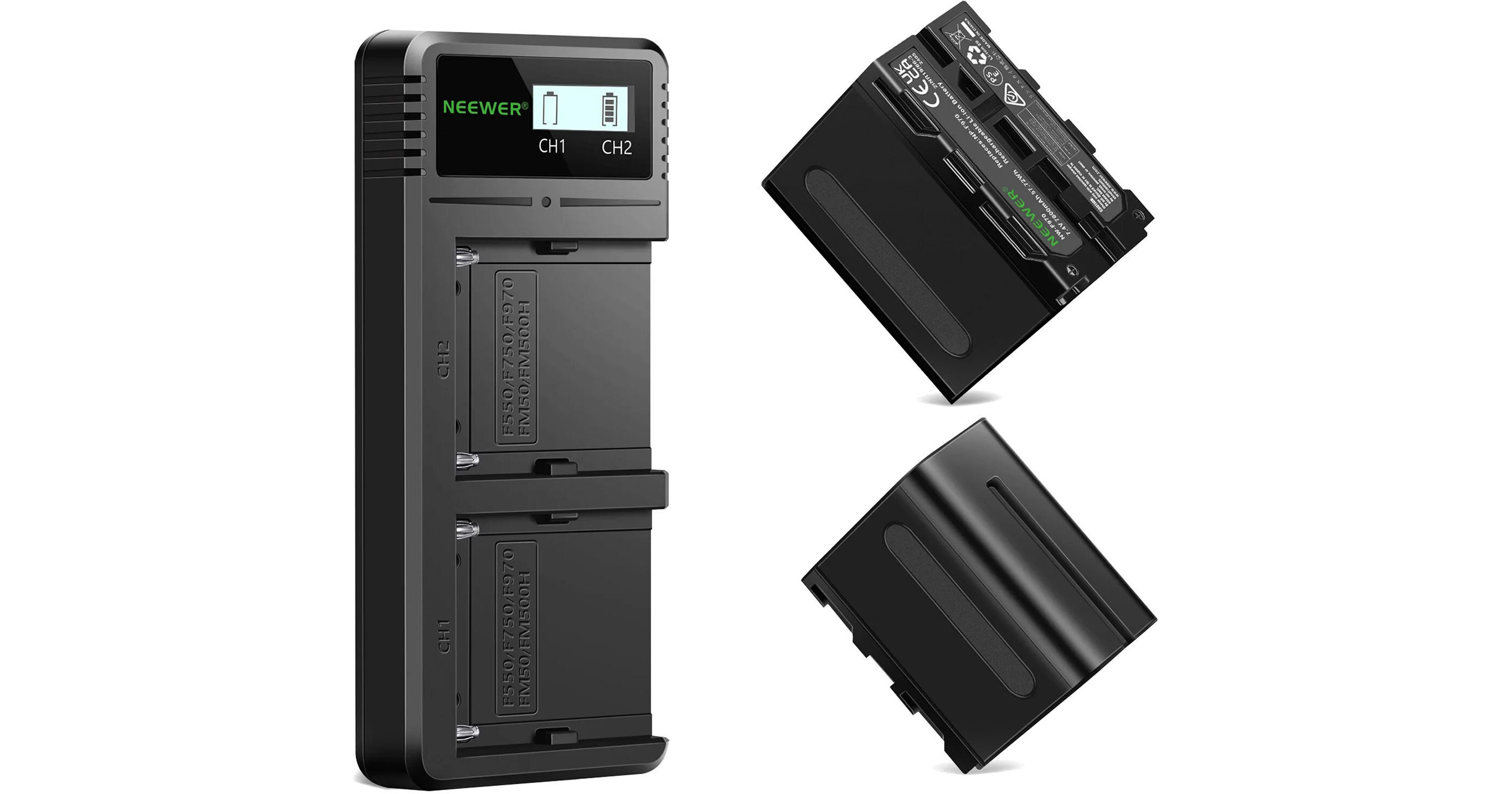 Neewer L-Series/NP-F970 2-Battery Kit with USB Fast 66605216 B&H