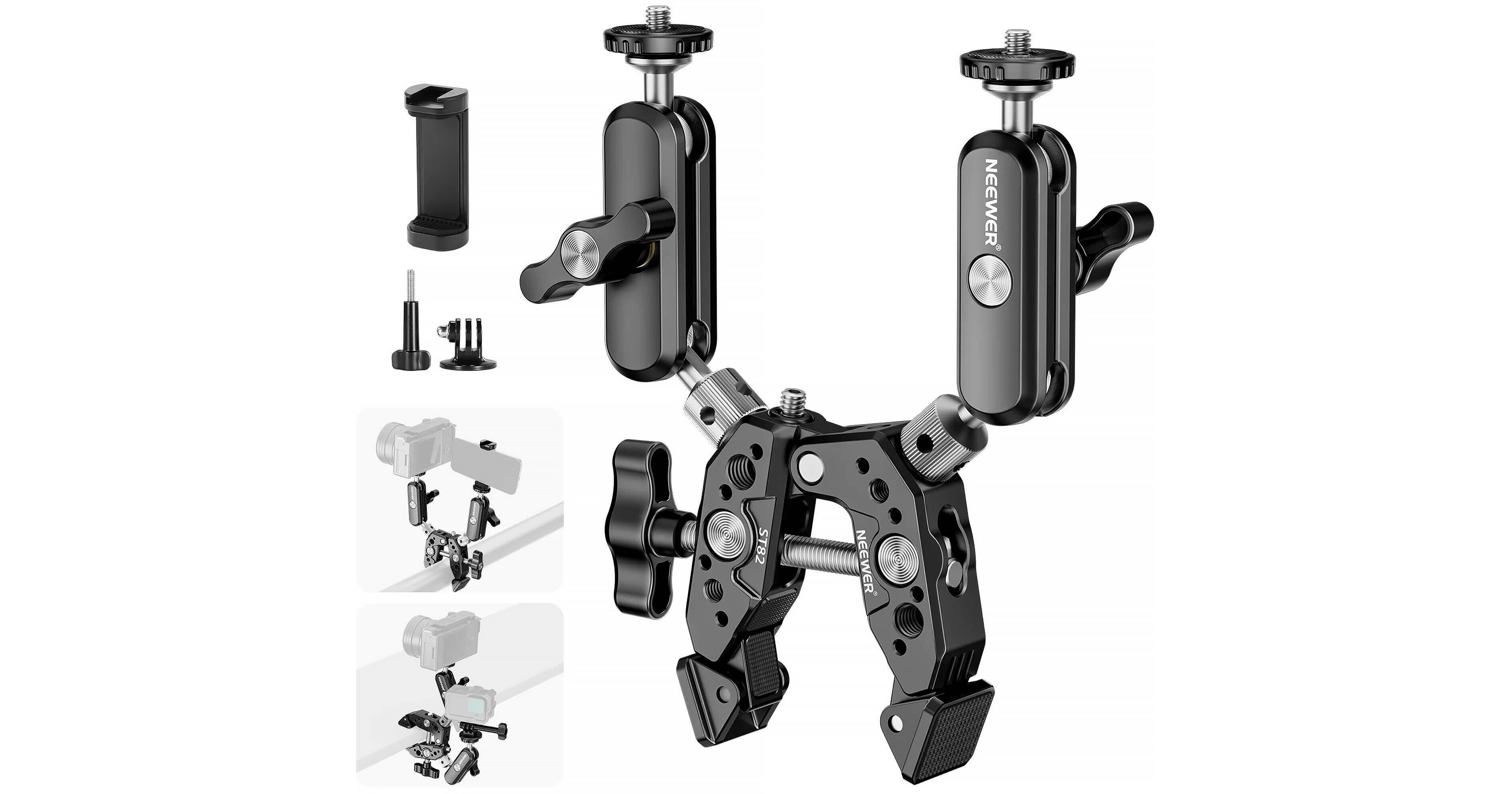 Neewer WST82 Heavy-Duty Super Clamp with Dual Magic Arms
