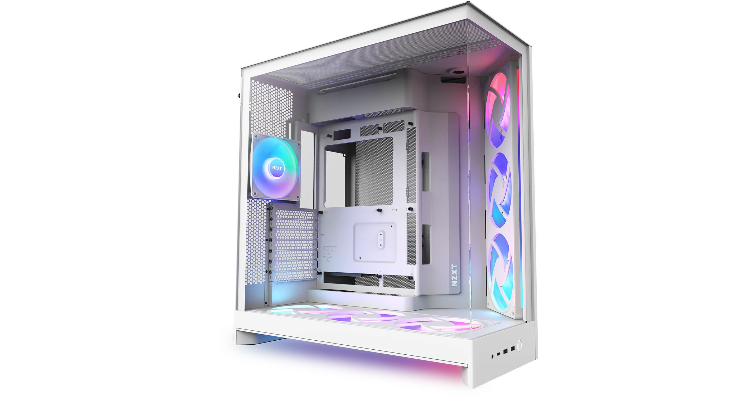 NZXT H9 Flow RGB+ Mid-Tower Case (White) CM-H92FW-P1 B&H Photo