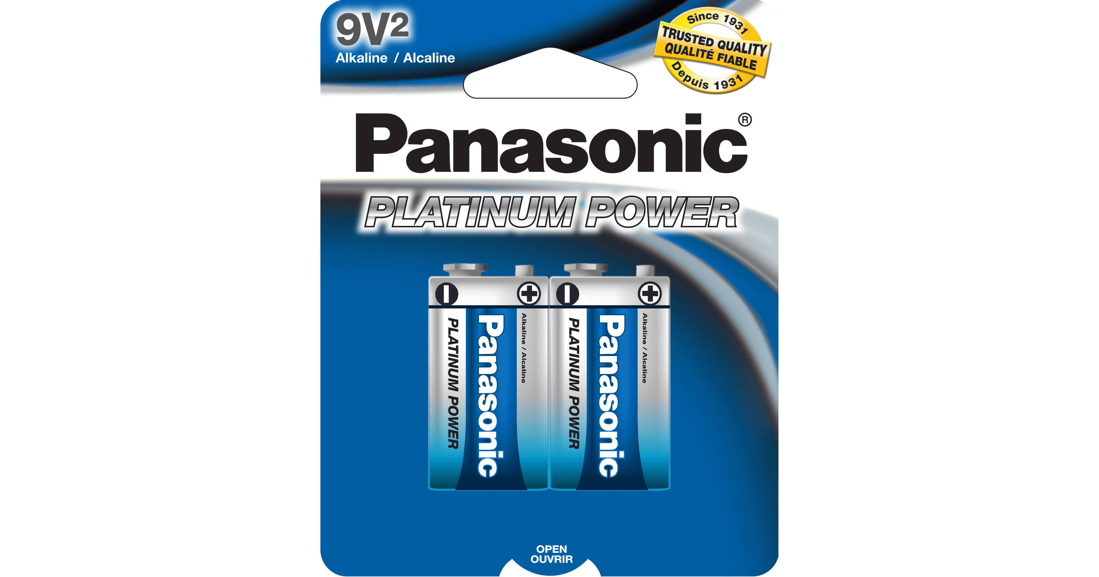 Panasonic 9V Platinum Power Battery (2-Pack) 6LF22XP/2B B&H