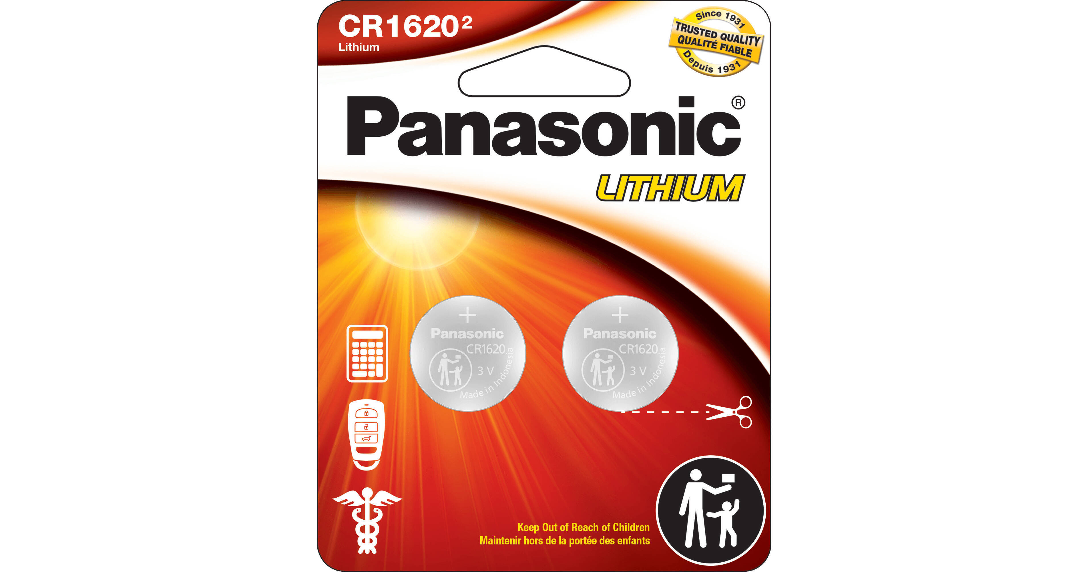 Panasonic CR1620 Lithium Coin Battery (2-Pack) CR1620PA/2BL B&H