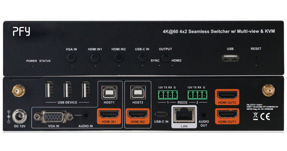 PFY 4K 4x2 HDMI Matrix Switcher with KVM PFY-SW8200-4K B&H Photo