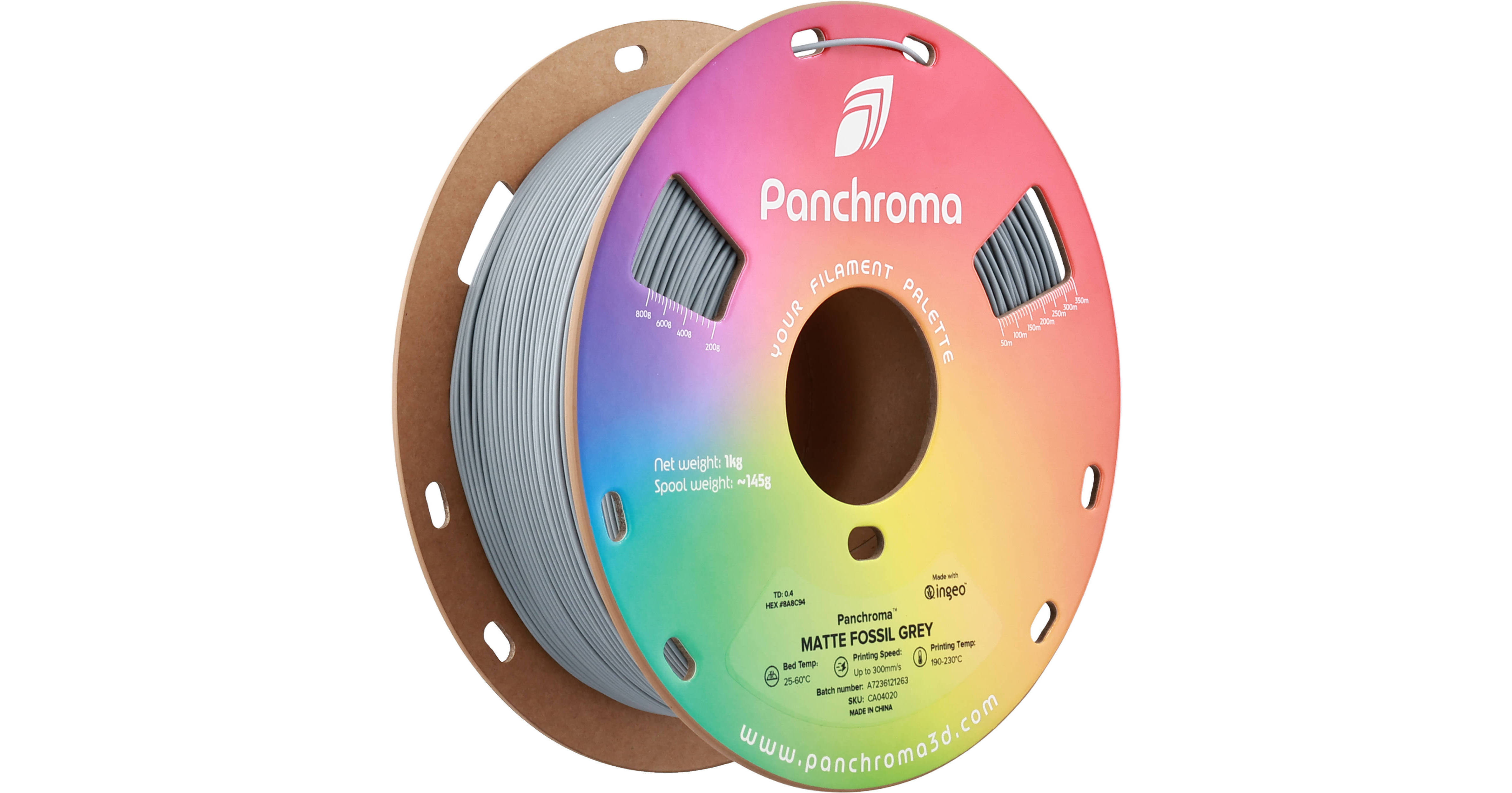 Polymaker Panchroma Matte PLA Filament (1kg, Fossil Gray)