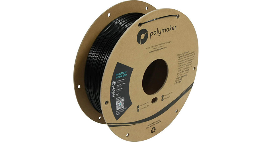 Polymaker 2.85mm PETG-ESD Filament (500g, Black) PB03002 B&H