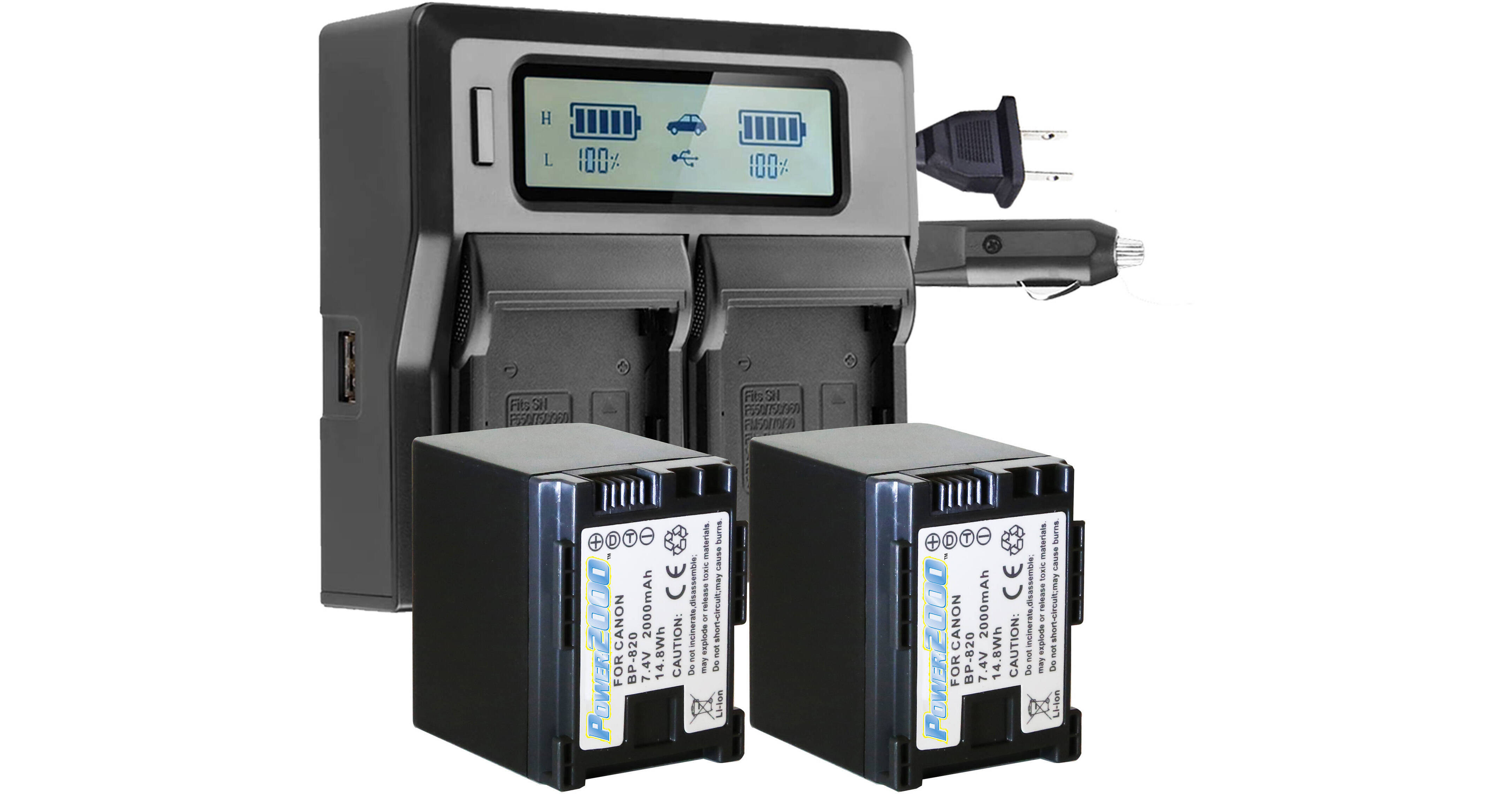 Power2000 2 x 2000mAh Li-Ion Batteries and Dual-Bay LCD