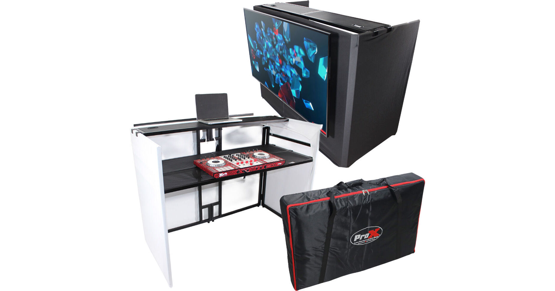 ProX DJ Facade Table Workstation with TV Bracket XF-MESAMEDIAMK2