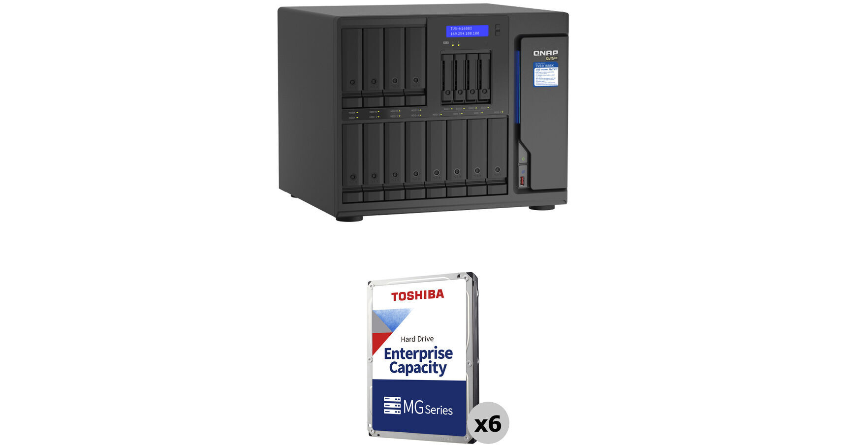 QNAP 132TB TVS-h1688X 16-Bay NAS Enclosure Kit (6 x 22TB) B&H