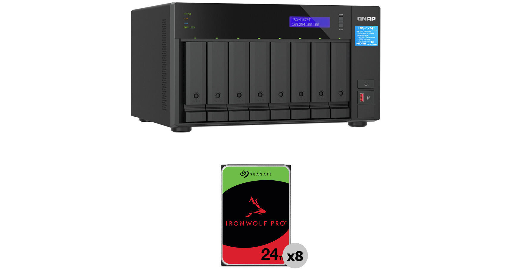 QNAP 192TB TVS-h874T 8-Bay NAS Enclosure Kit (8 x 24TB) B&H