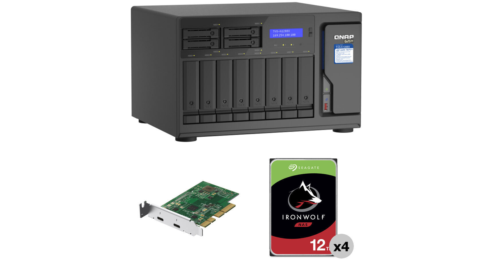QNAP 48TB TVS-h1288X 12-Bay NAS Enclosure Kit (4 x 12TB) with