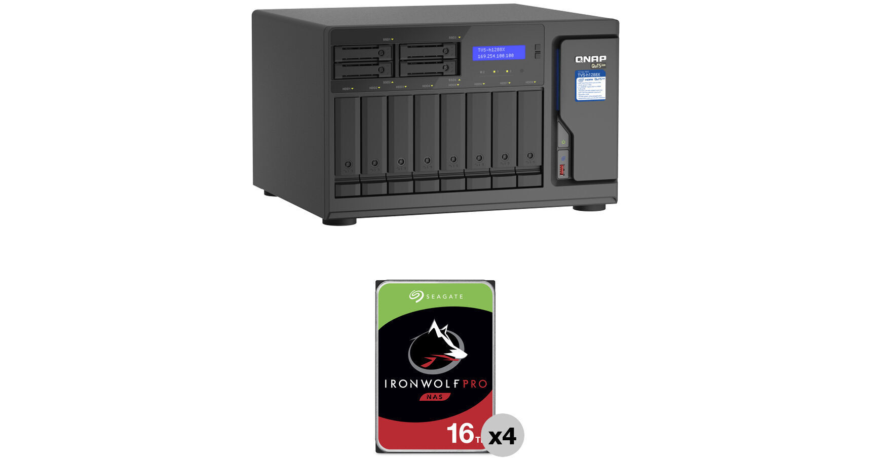 QNAP 64TB TVS-h1288X 12-Bay NAS Enclosure Kit (4 x 16TB) B&H