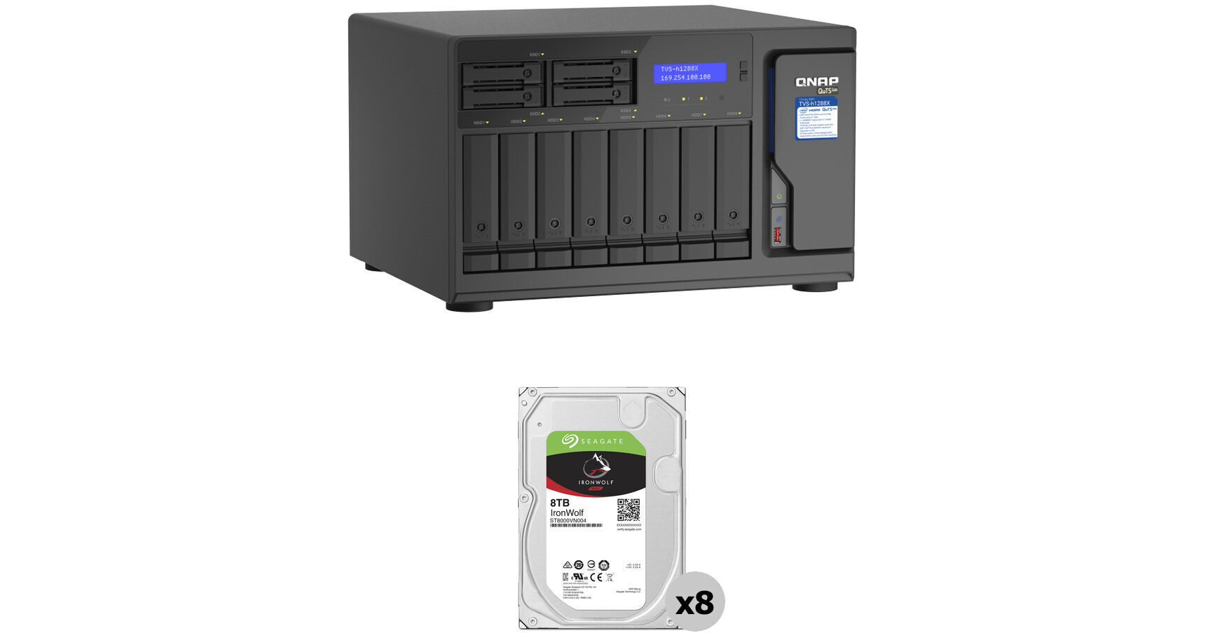 QNAP 64TB TVS-h1288X 12-Bay NAS Enclosure Kit (8 x 8TB) B&H