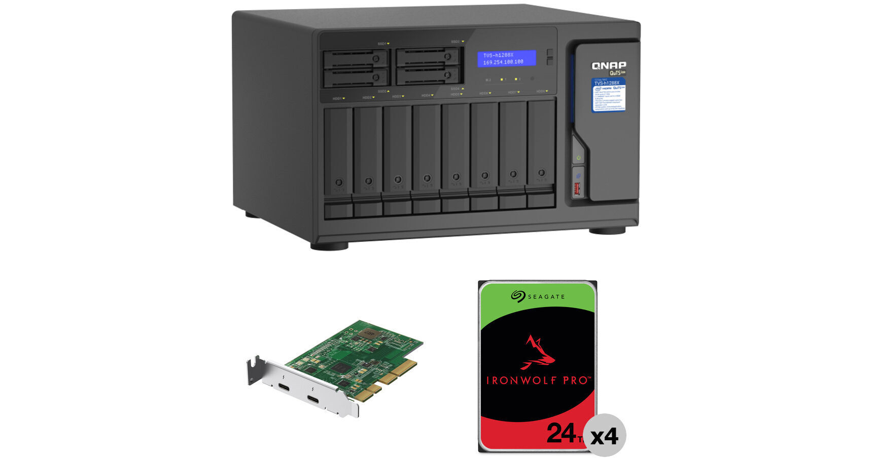 QNAP 96TB TVS-h1288X 12-Bay NAS Enclosure Kit (4 x 24TB) with