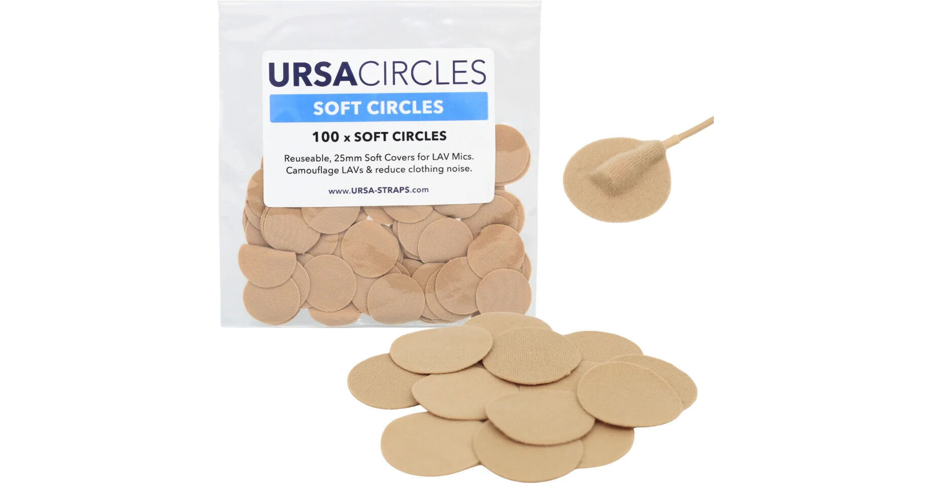 Remote Audio URSA Soft Circles Lavalier Mic Covers URS SC100BE