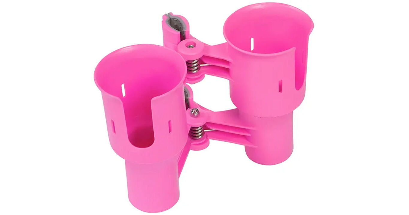 RoboCup Clamp-On Dual-Cup & Drink Holder (Hot Pink) 07-105-HP