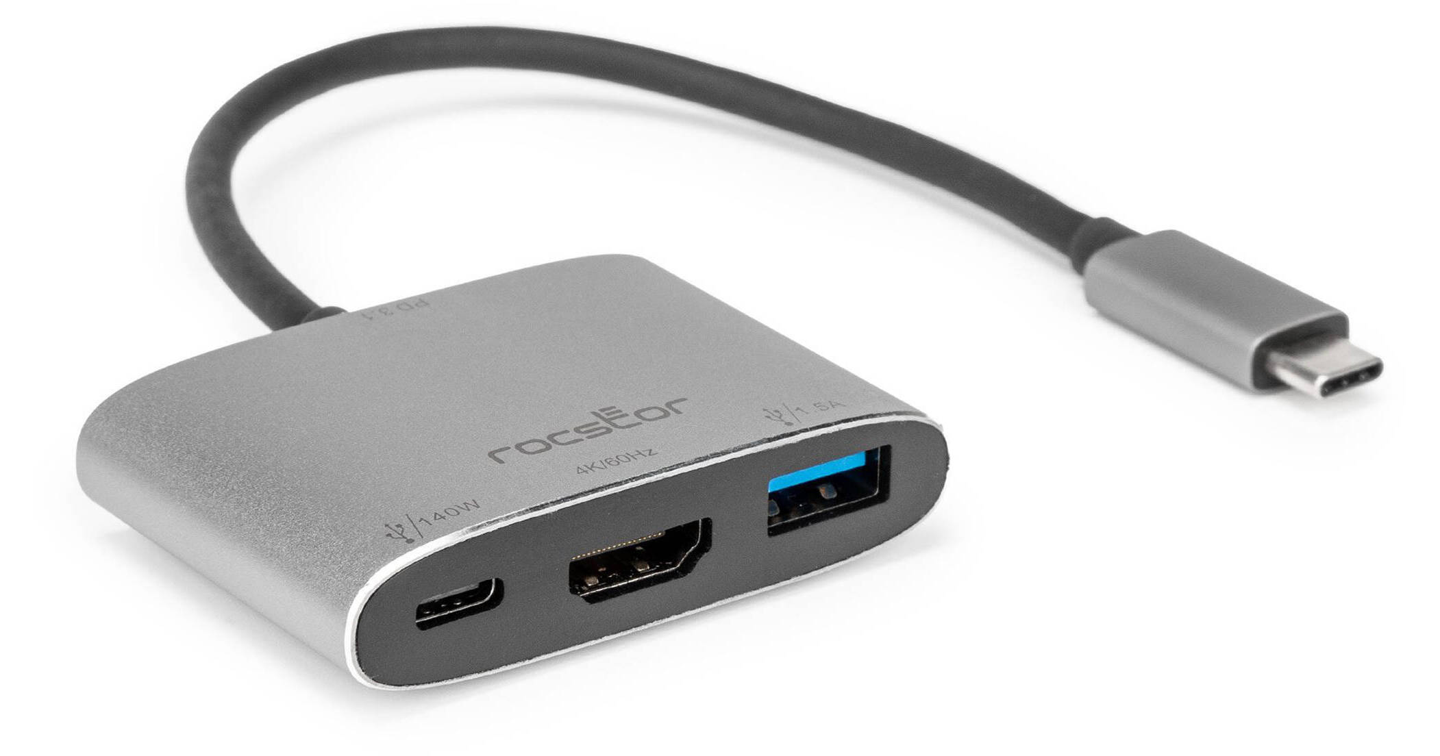 Rocstor USB-C 3-in-1 Multiport Adapter with DP 1.4 Alt