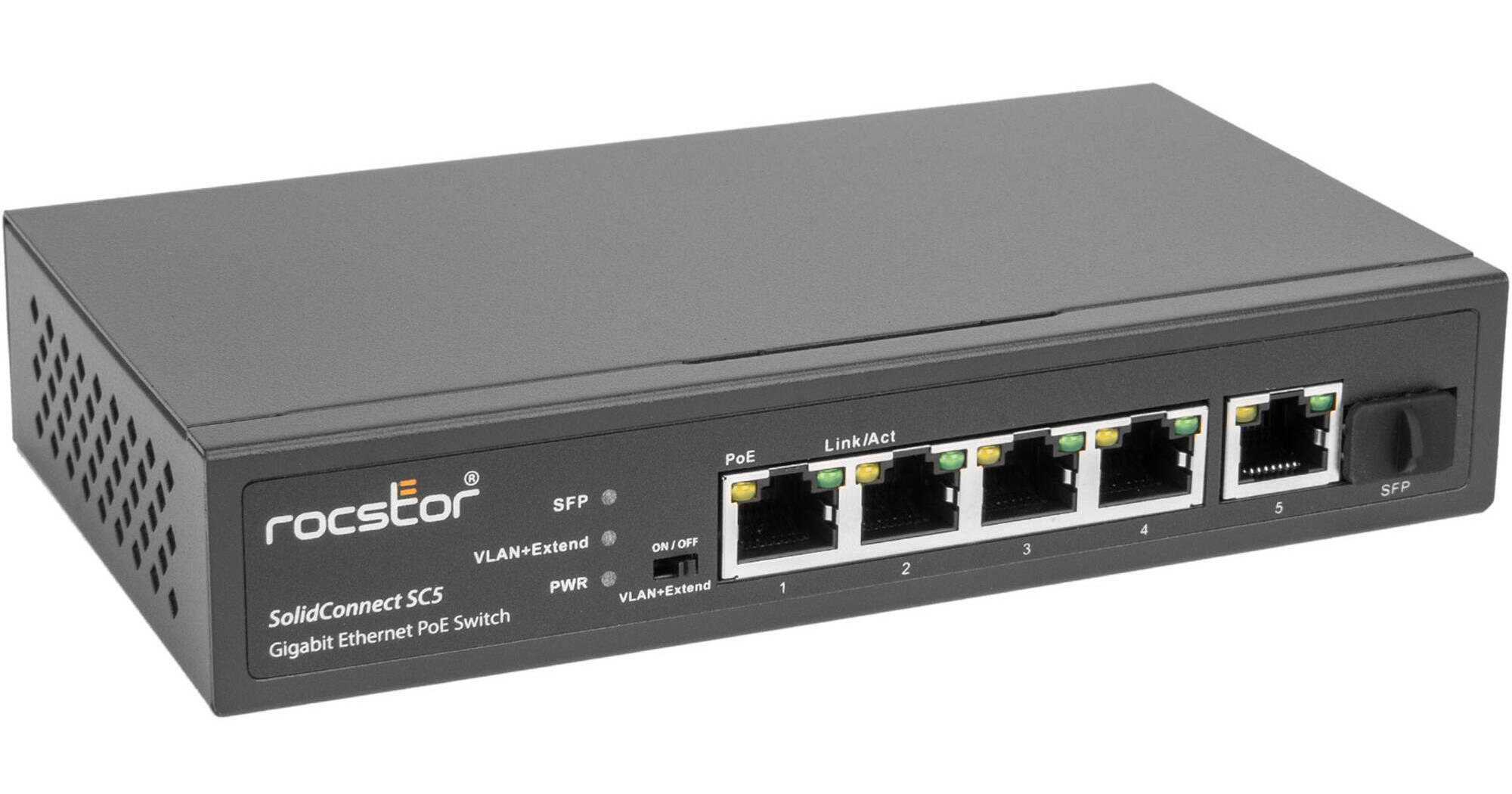 Rocstor SolidConnect SC5 5-Port Gigabit PoE+ Compliant