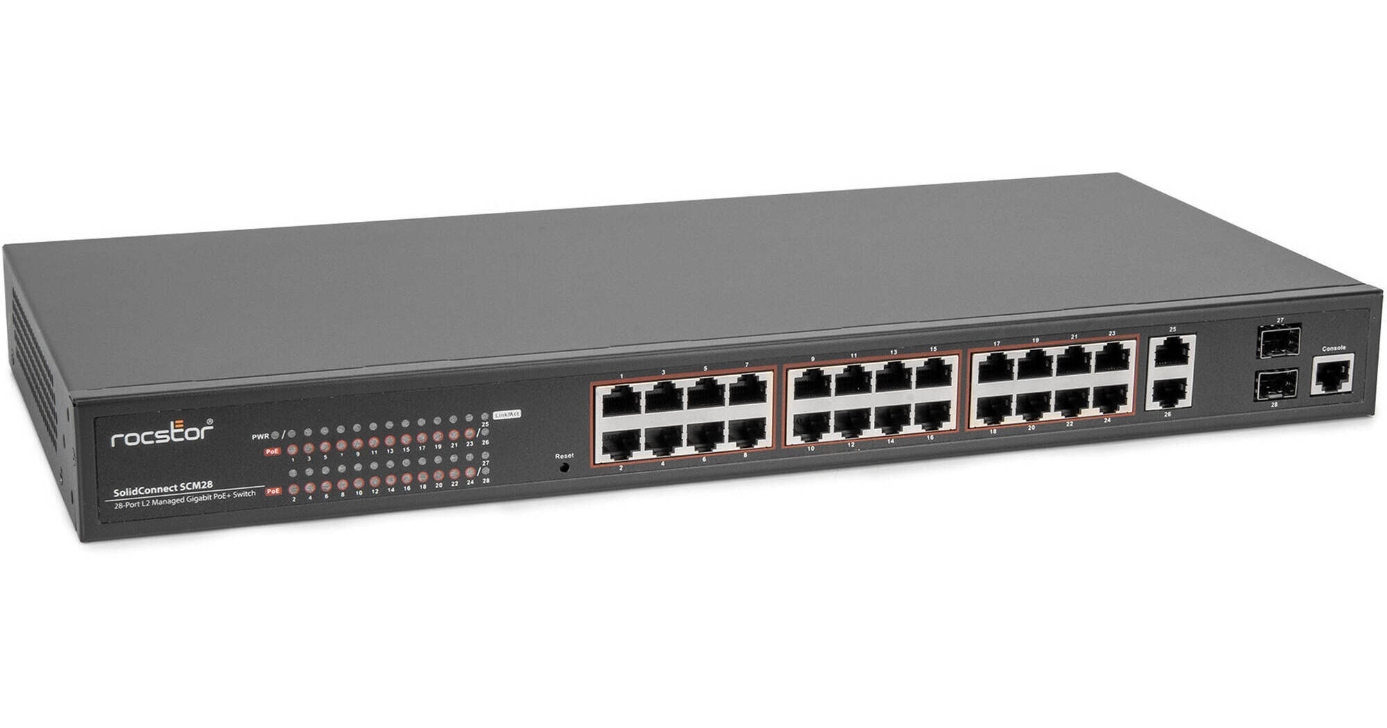 Rocstor SolidConnect SCM28 28-Port PoE+ Gigabit L2 Y10S011-B1