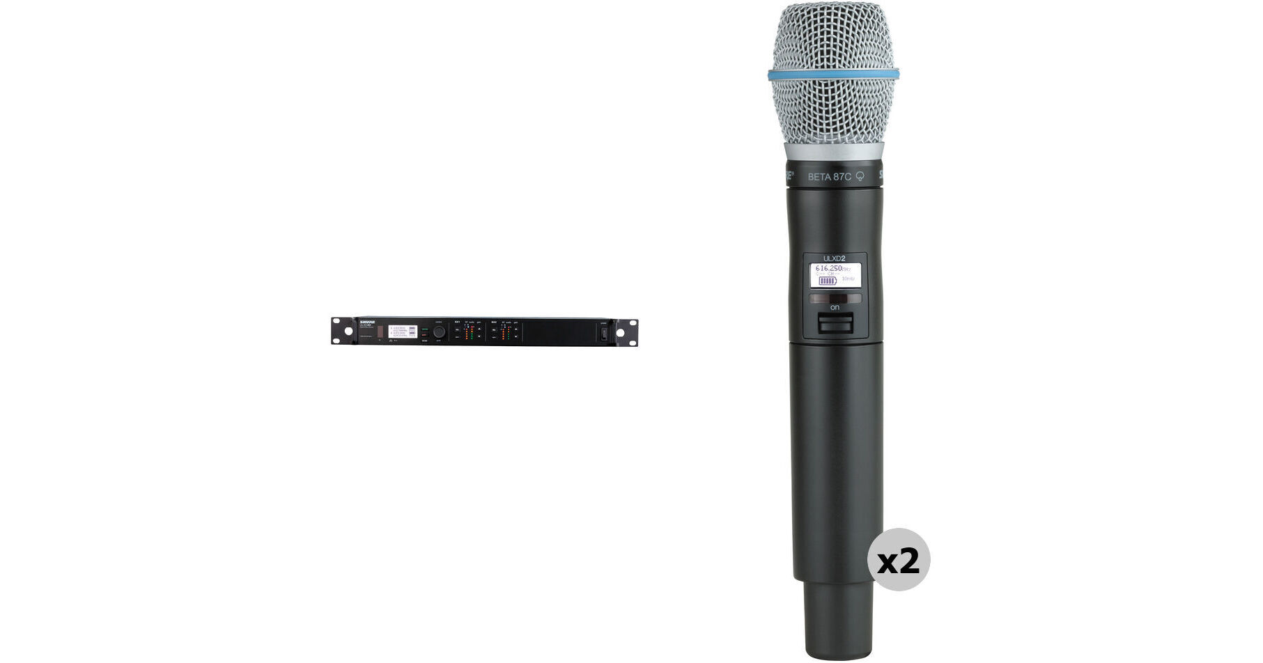 Shure ULX-D Dual Receiver with Dual Handheld ULXD24D/B87C-H50
