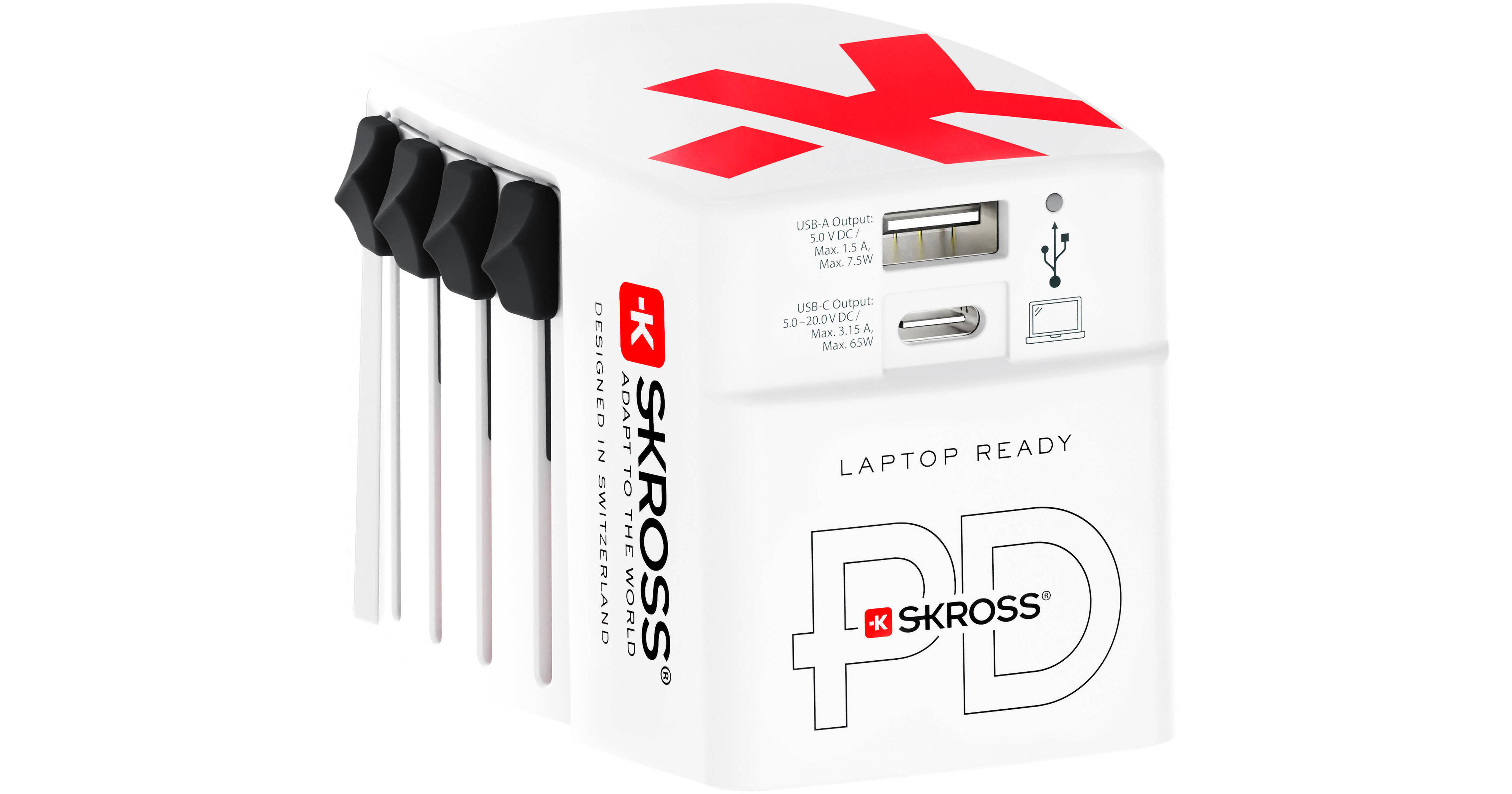 SKROSS 2-Port 65W USB World Power Adapter with USB-C 1.302333