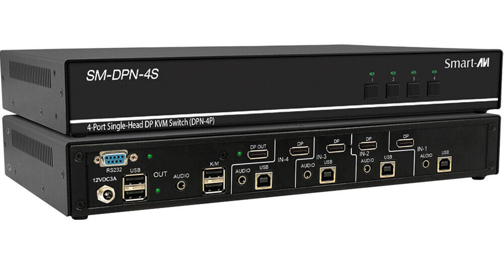 Smart-AVI 4-Port Single-Head DisplayPort KVM Switch SM-DPN-4S-S