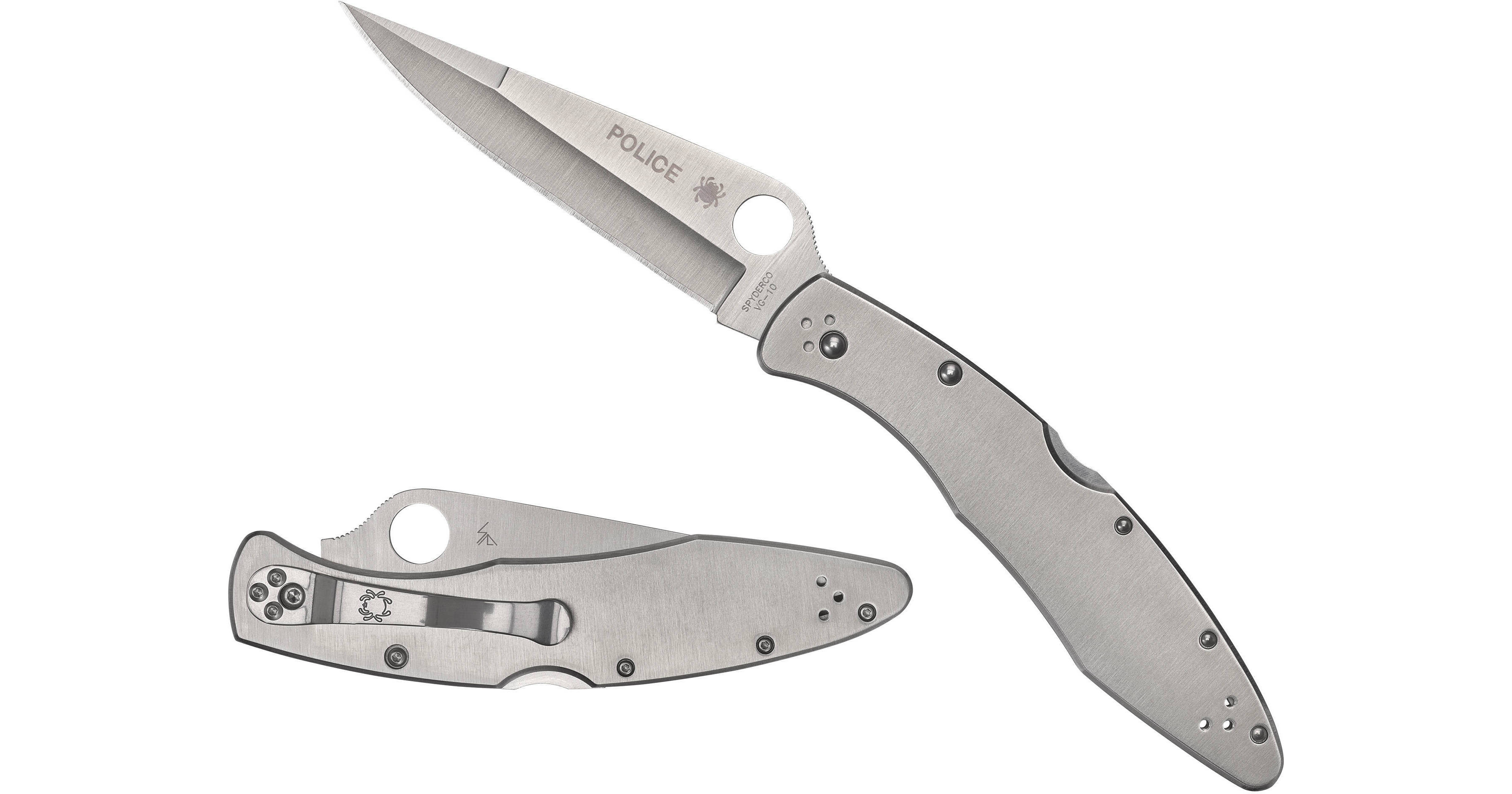 Spyderco Police Model Stainless Folding Knife C07P B&H Photo