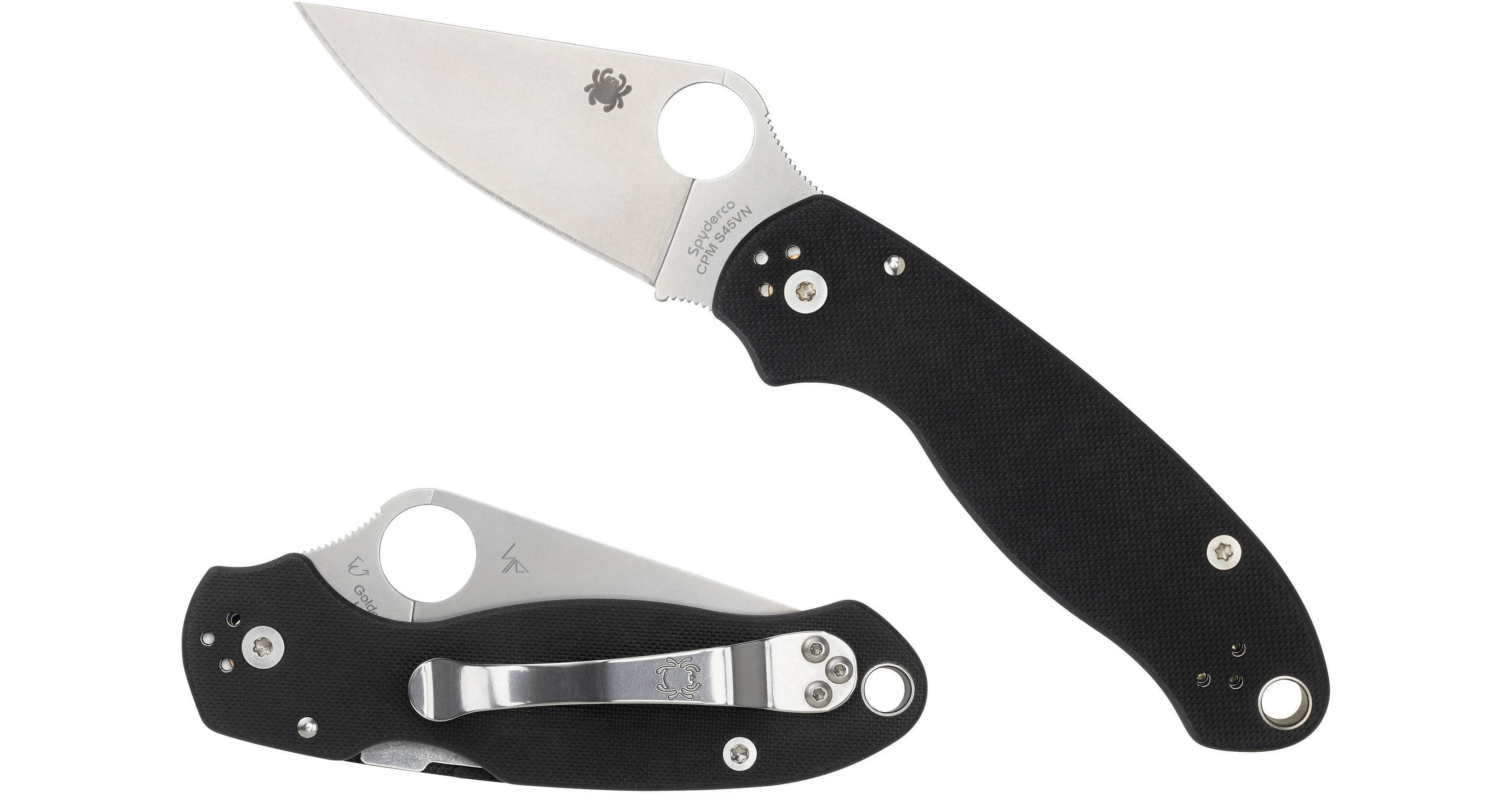 Spyderco Para 3 Folding Knife (Satin Blade, Black Handle) C223GP