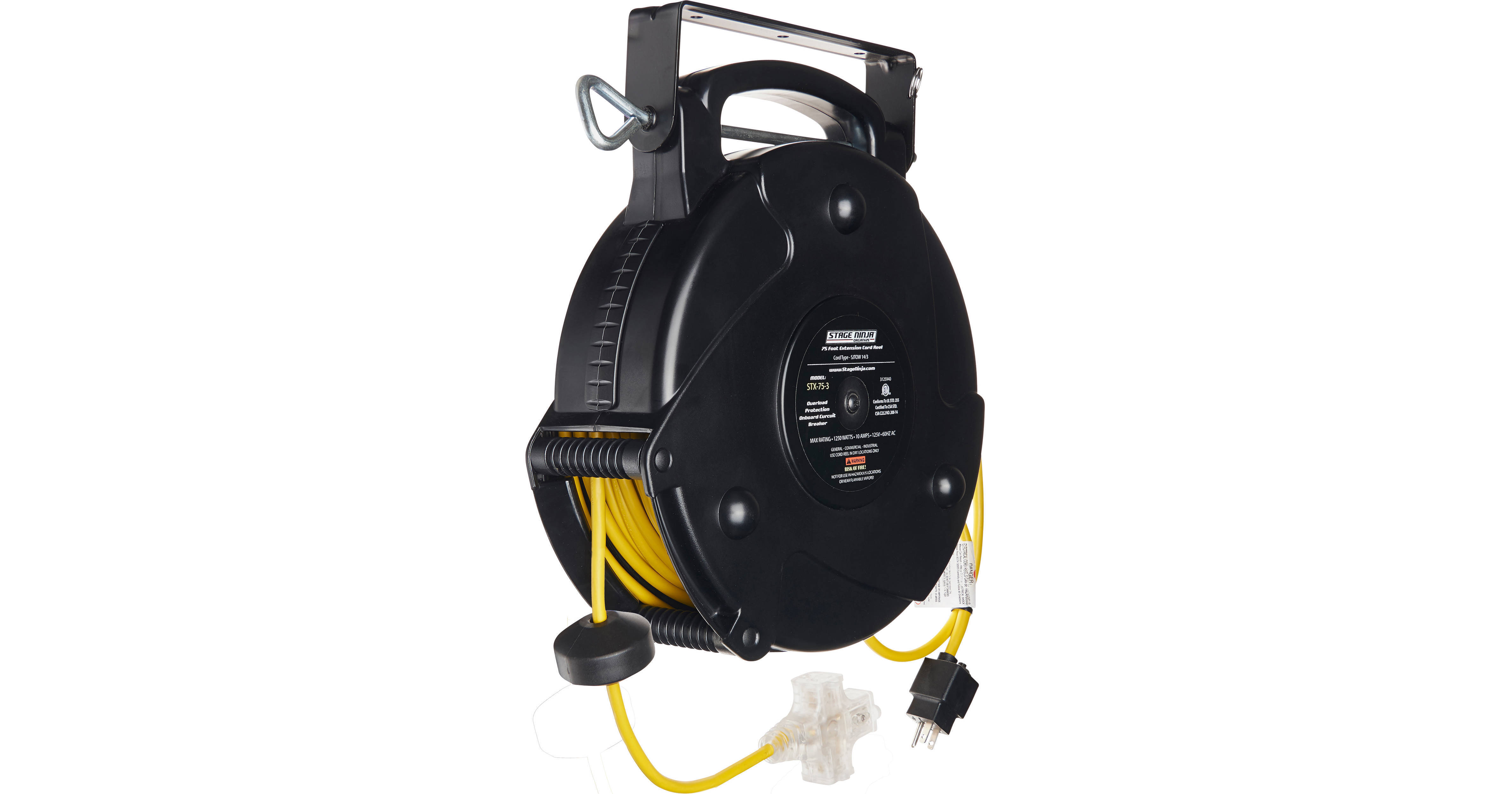 Stage Ninja 14-AWG 3-Outlet Retractable Power Reel STX-75-3 B&H