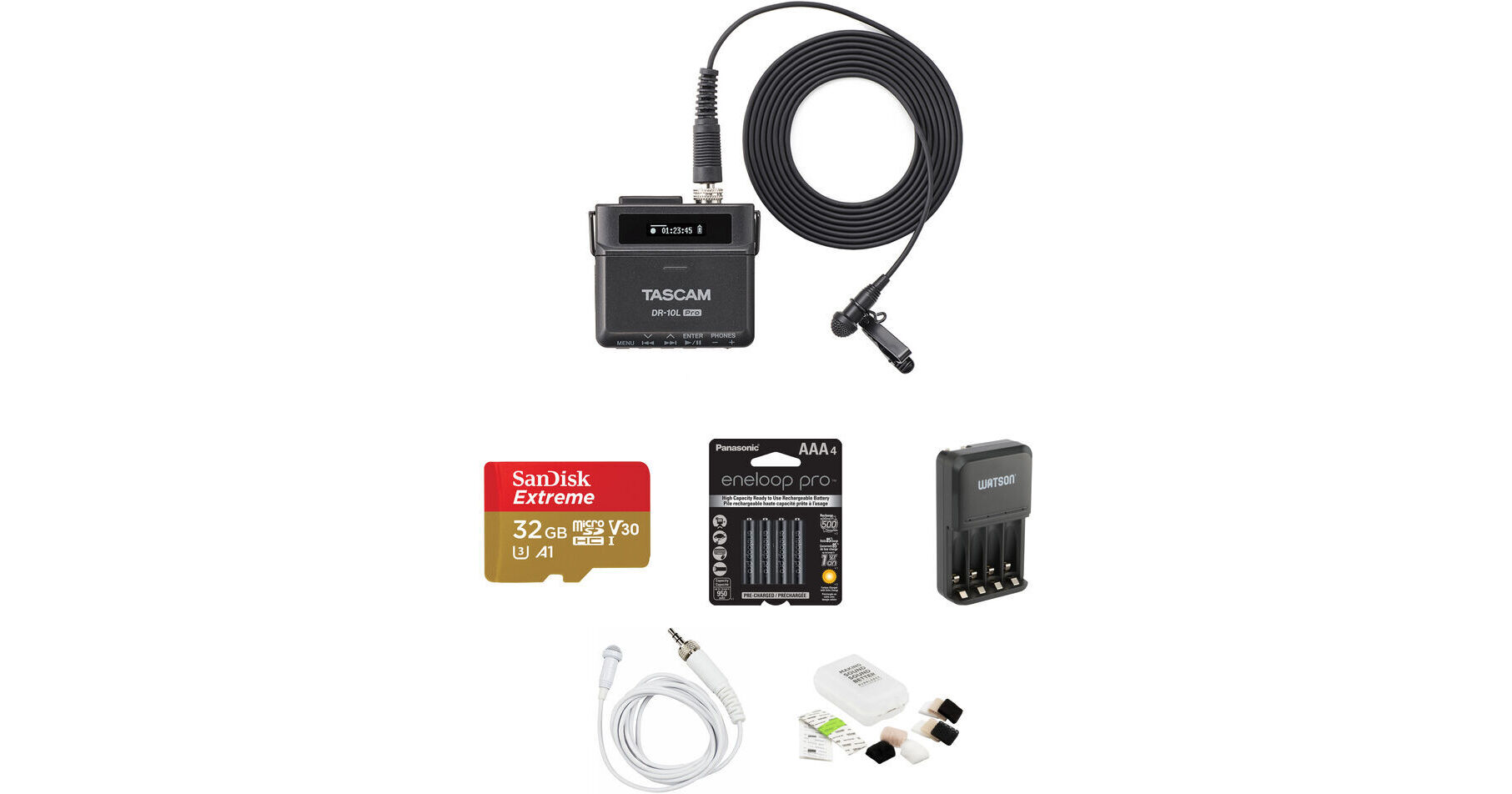 TASCAM DR-10L Pro Field Recorder and Lavalier Microphone with