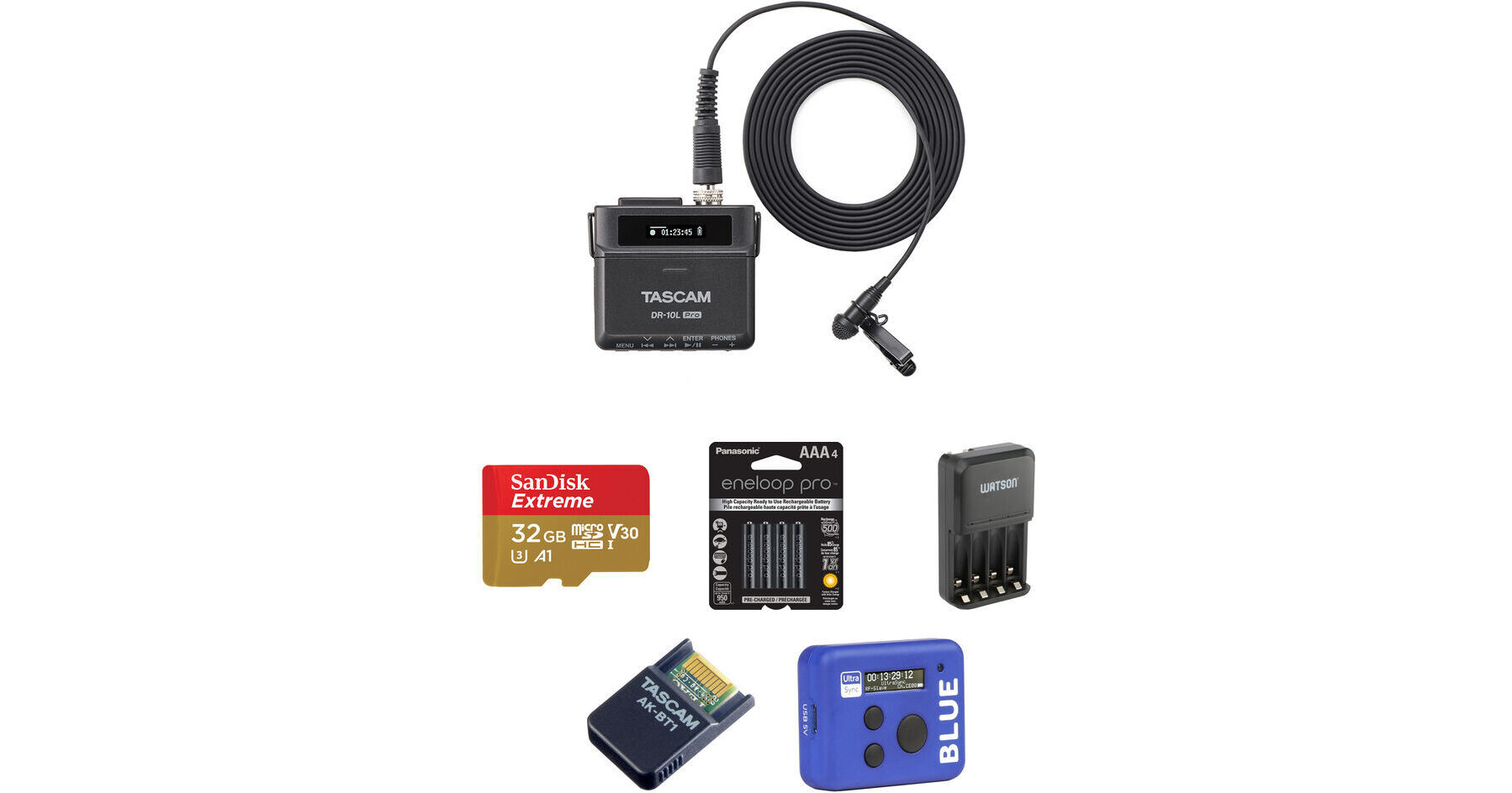 TASCAM DR-10L Pro Field Recorder and Lavalier Microphone with