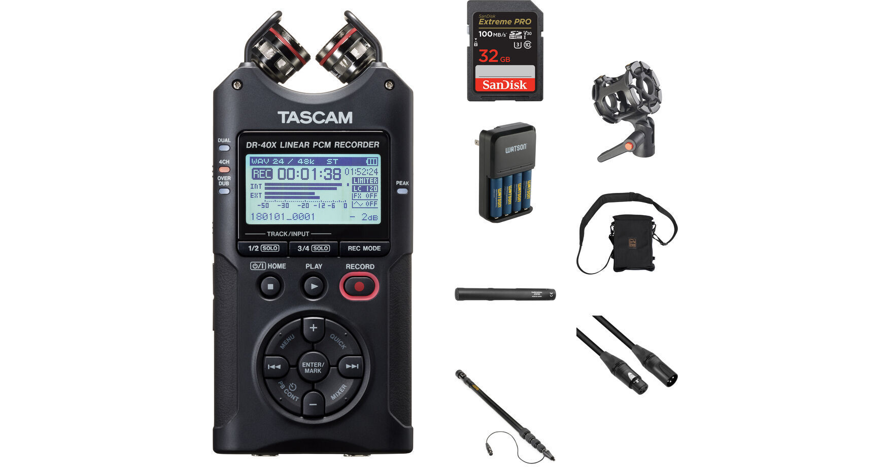 TASCAM DR-40X 4-Channel / 4-Track Portable Audio Recorder with