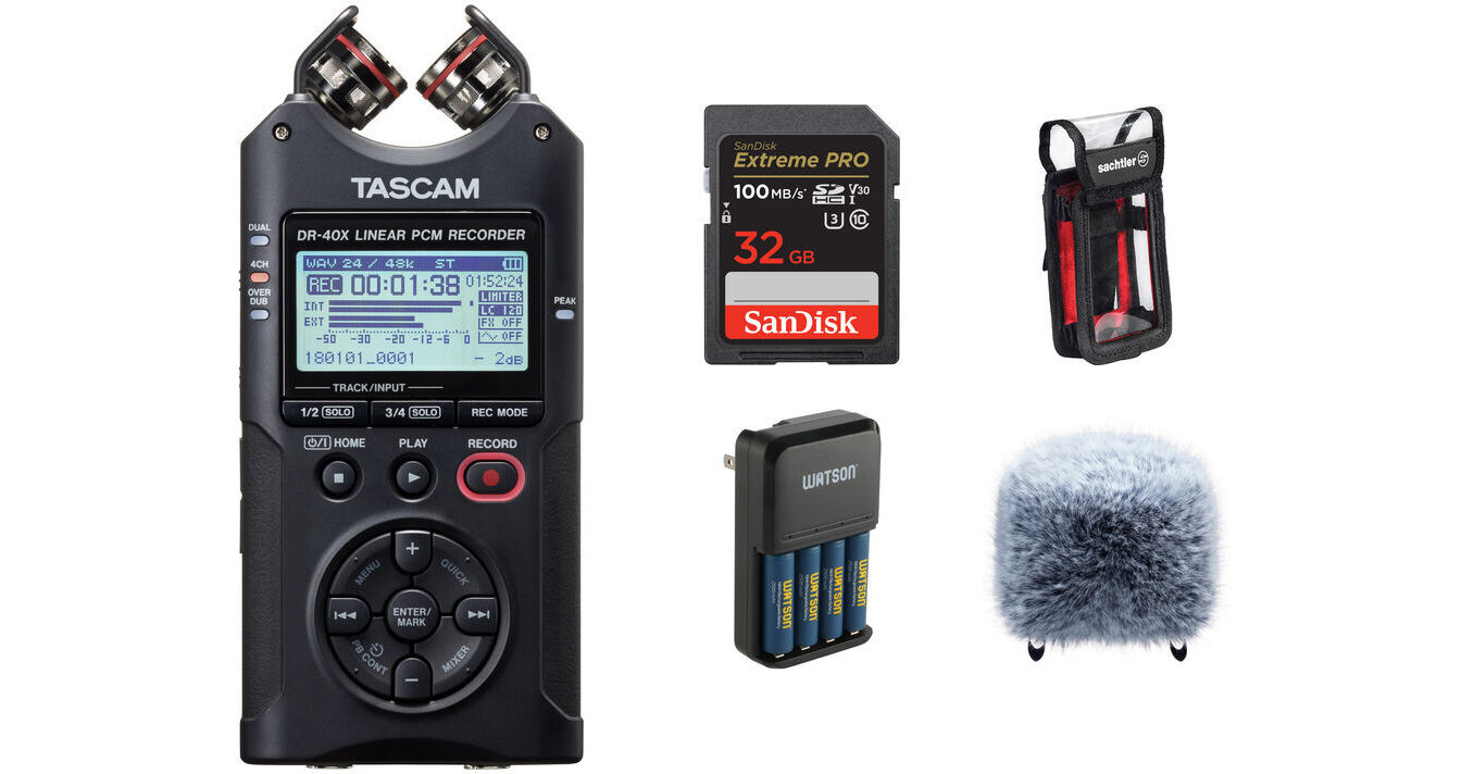 TASCAM DR-40X 4-Channel / 4-Track Portable Audio Recorder with
