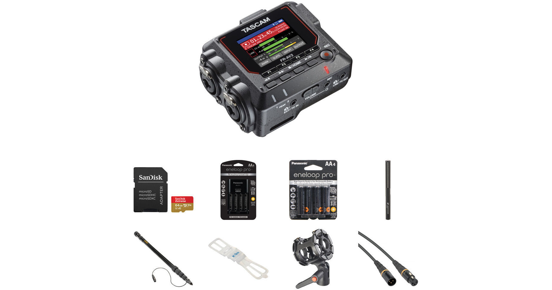 TASCAM FR-AV2 Compact 32-Bit-Float Field Recorder Booming Kit