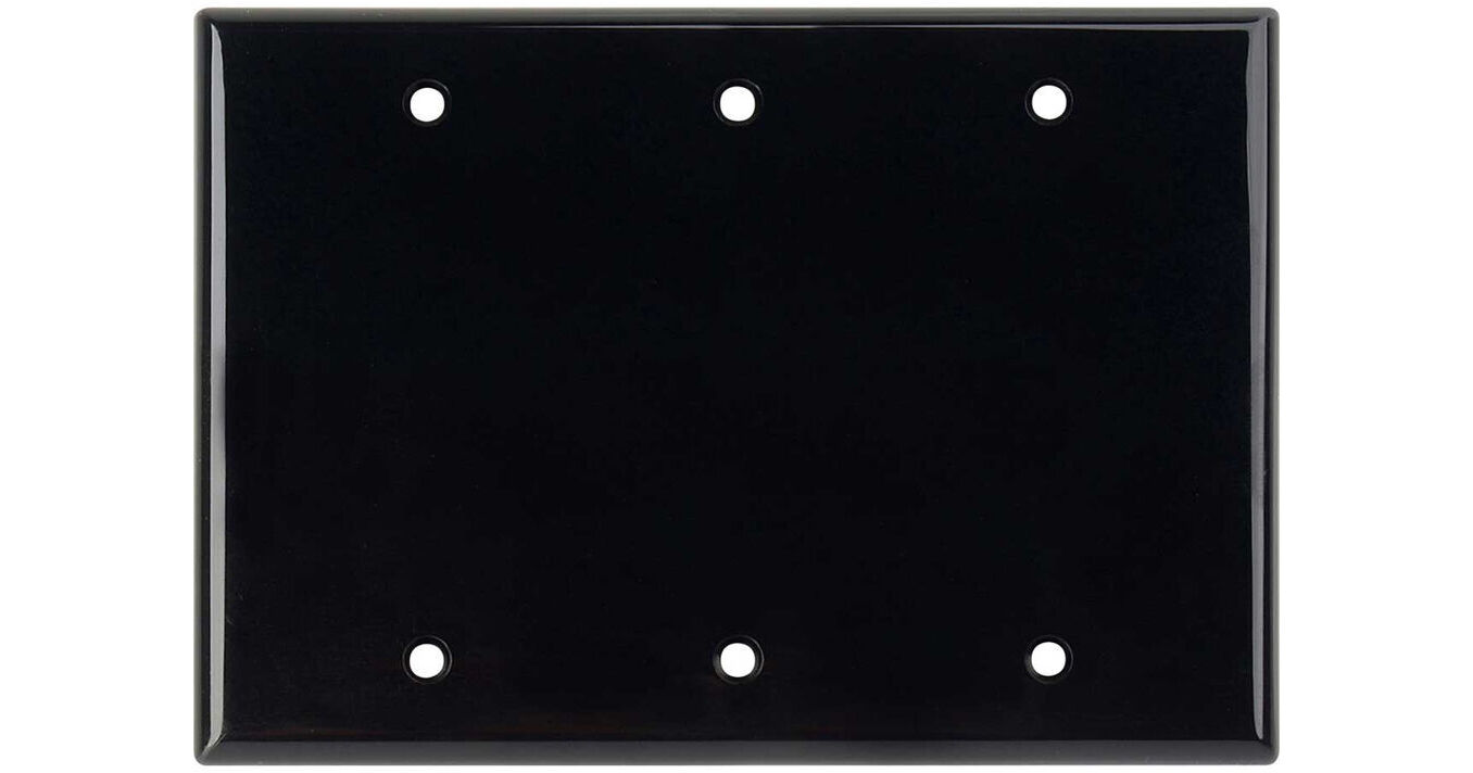 TecNec 3-Gang Blank Wall Plate (Black Lexan) WP3-PLAS/BLACK B&H