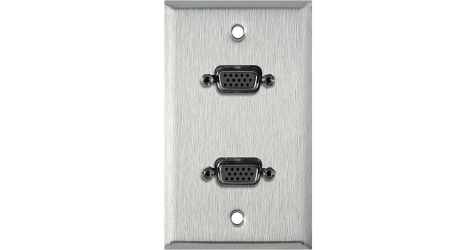 TecNec 1-Gang White Lexan Wall Plate with 2 VGA HD WPLW-1139 B&H