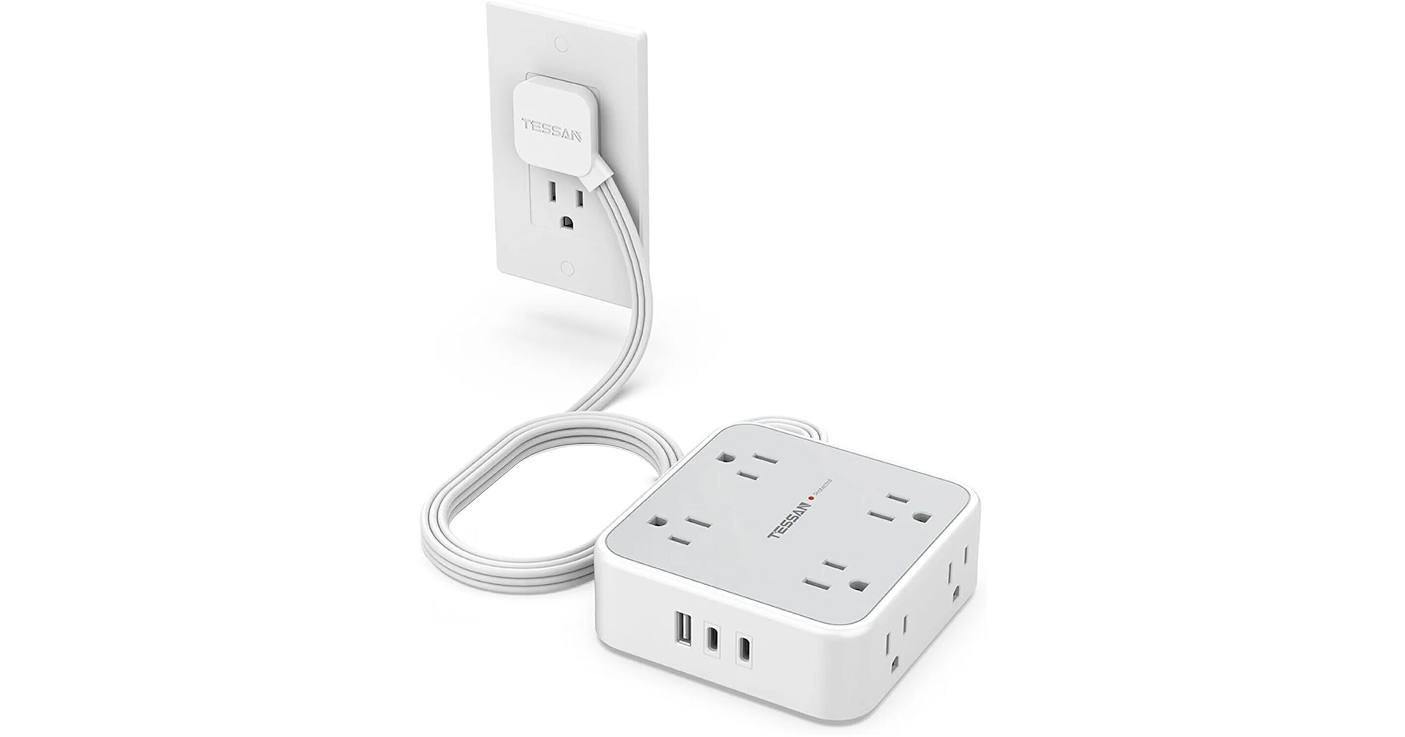 Tessan Surge Protector with 8 AC Outlets, 2 USB-A
