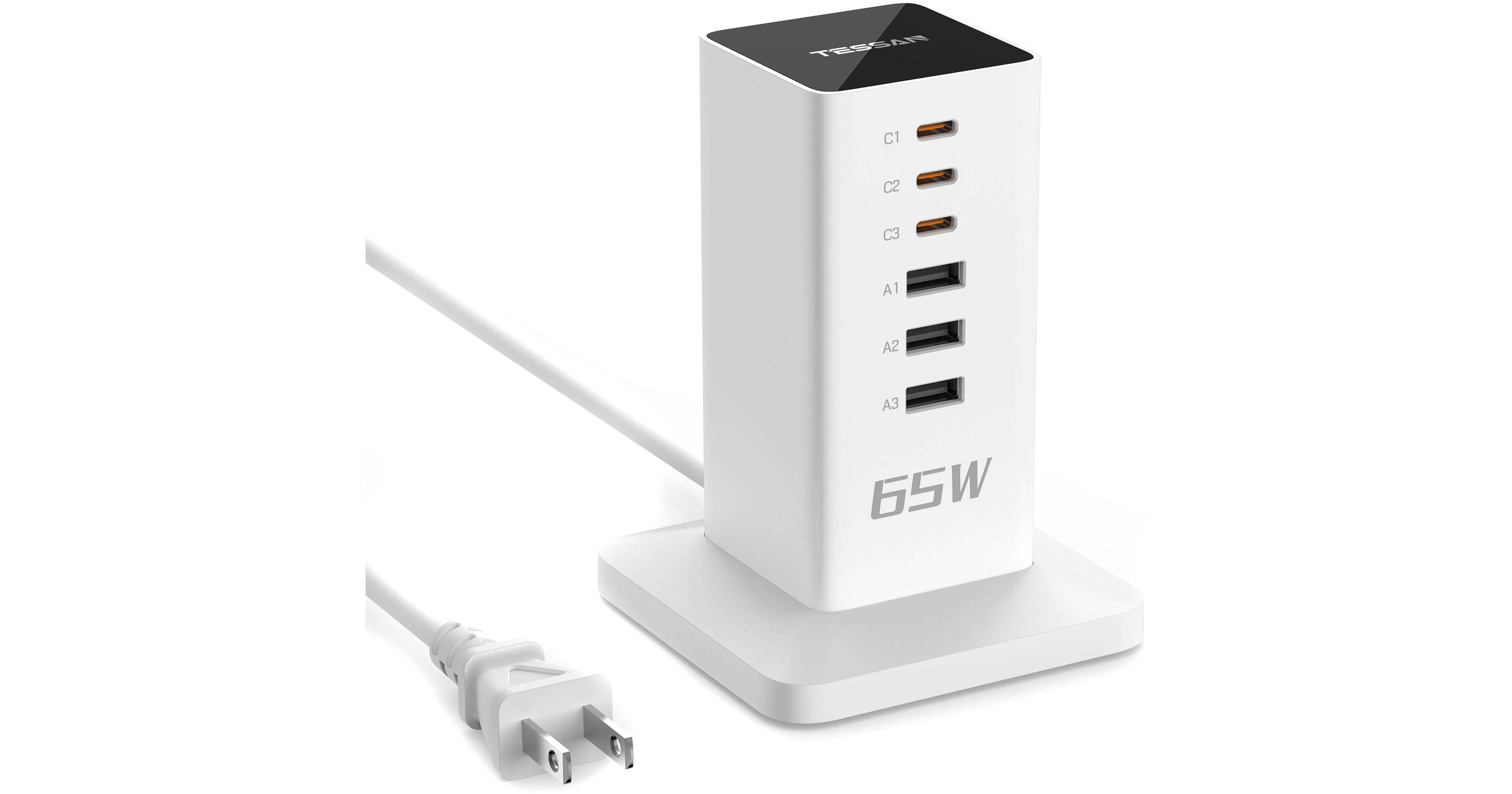 Tessan USB Charging Station 65W Charging Hub with 6 Ports
