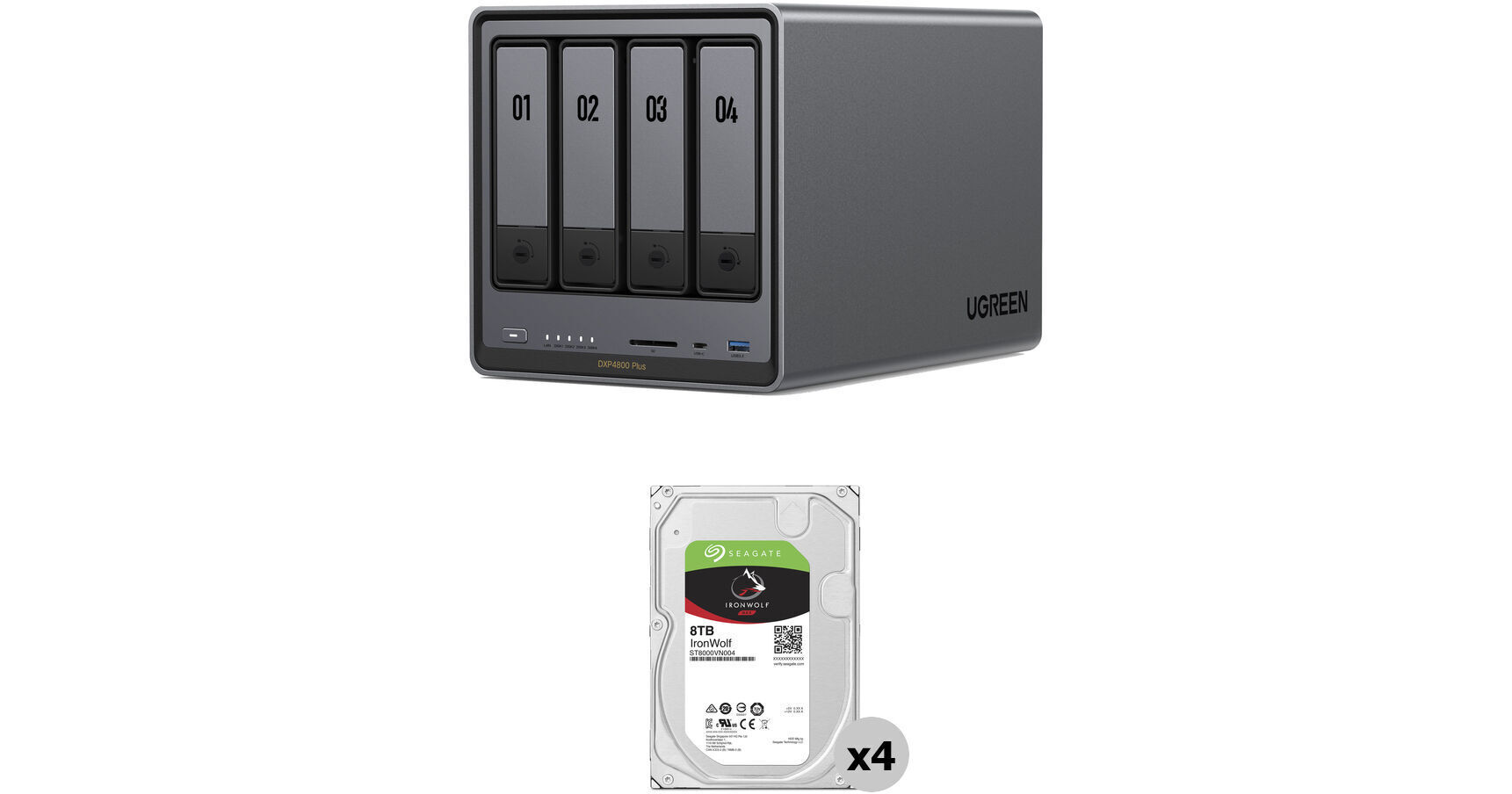 UGREEN 32TB NASync DXP4800 4-Bay NAS Enclosure Kit (4 x 8TB)